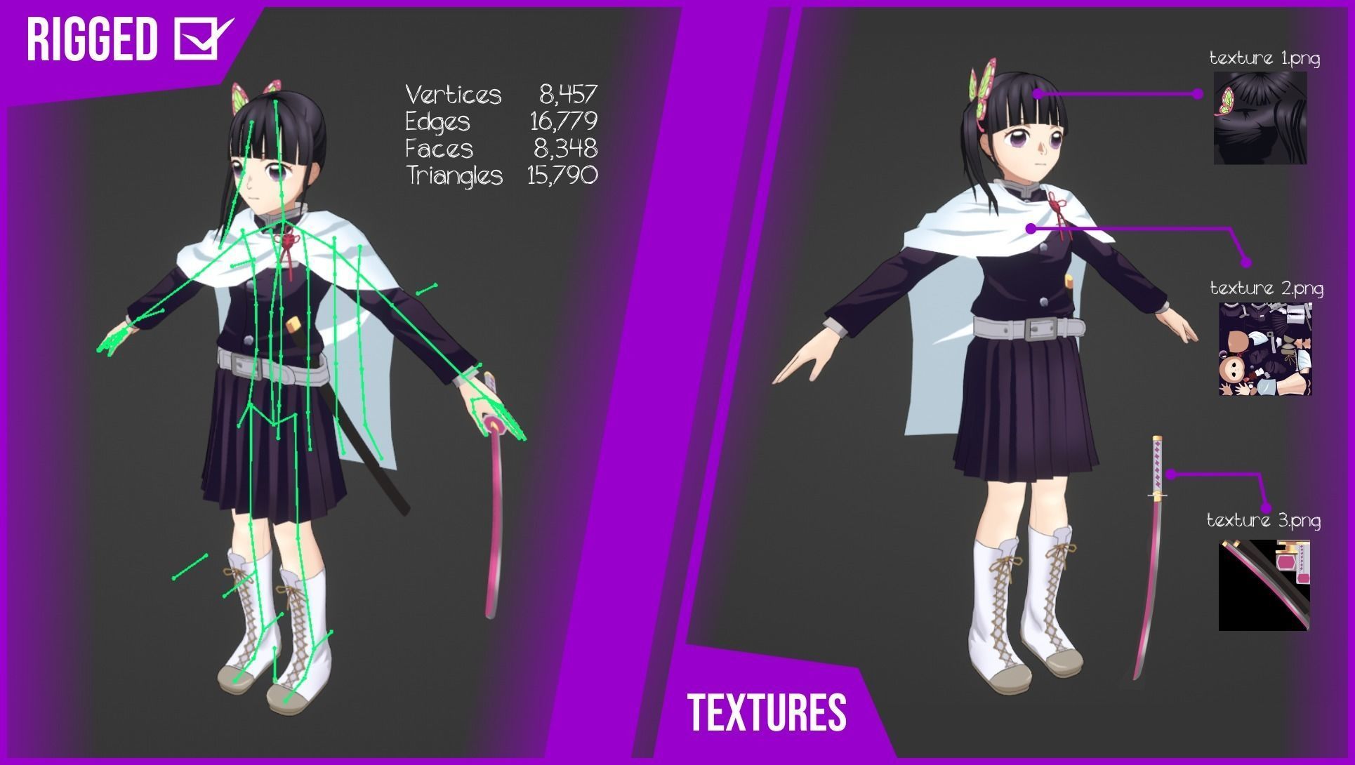 3D model Demon Slayer - Kanao VR / AR / low-poly | CGTrader