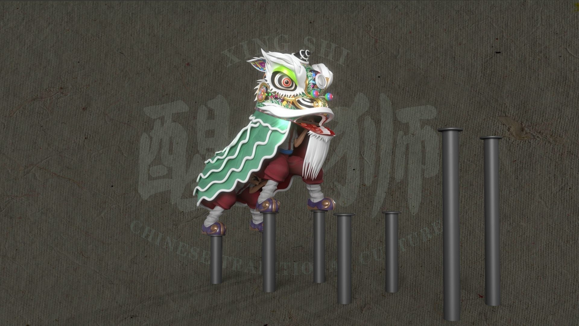 3D model Lion dance Rigged Ainmation VR / AR / low-poly | CGTrader
