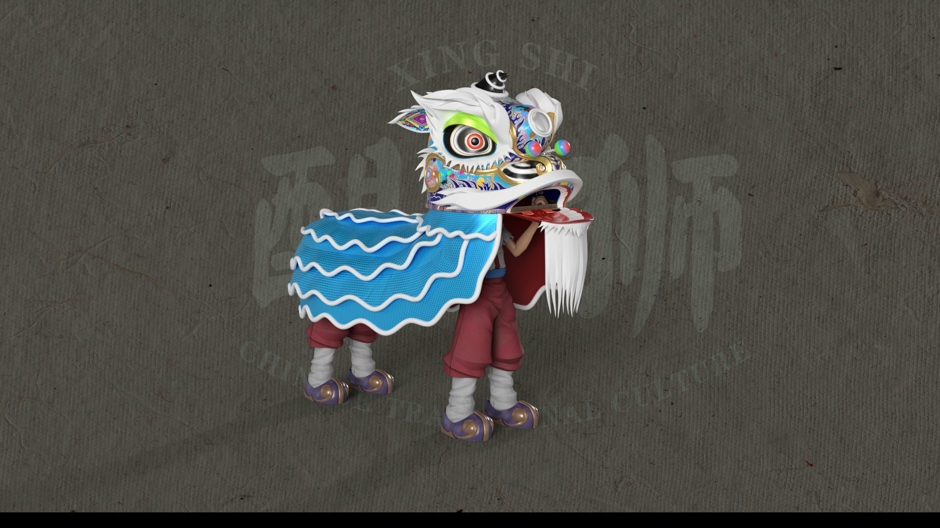 3D model Lion dance Rigged Ainmation VR / AR / low-poly | CGTrader