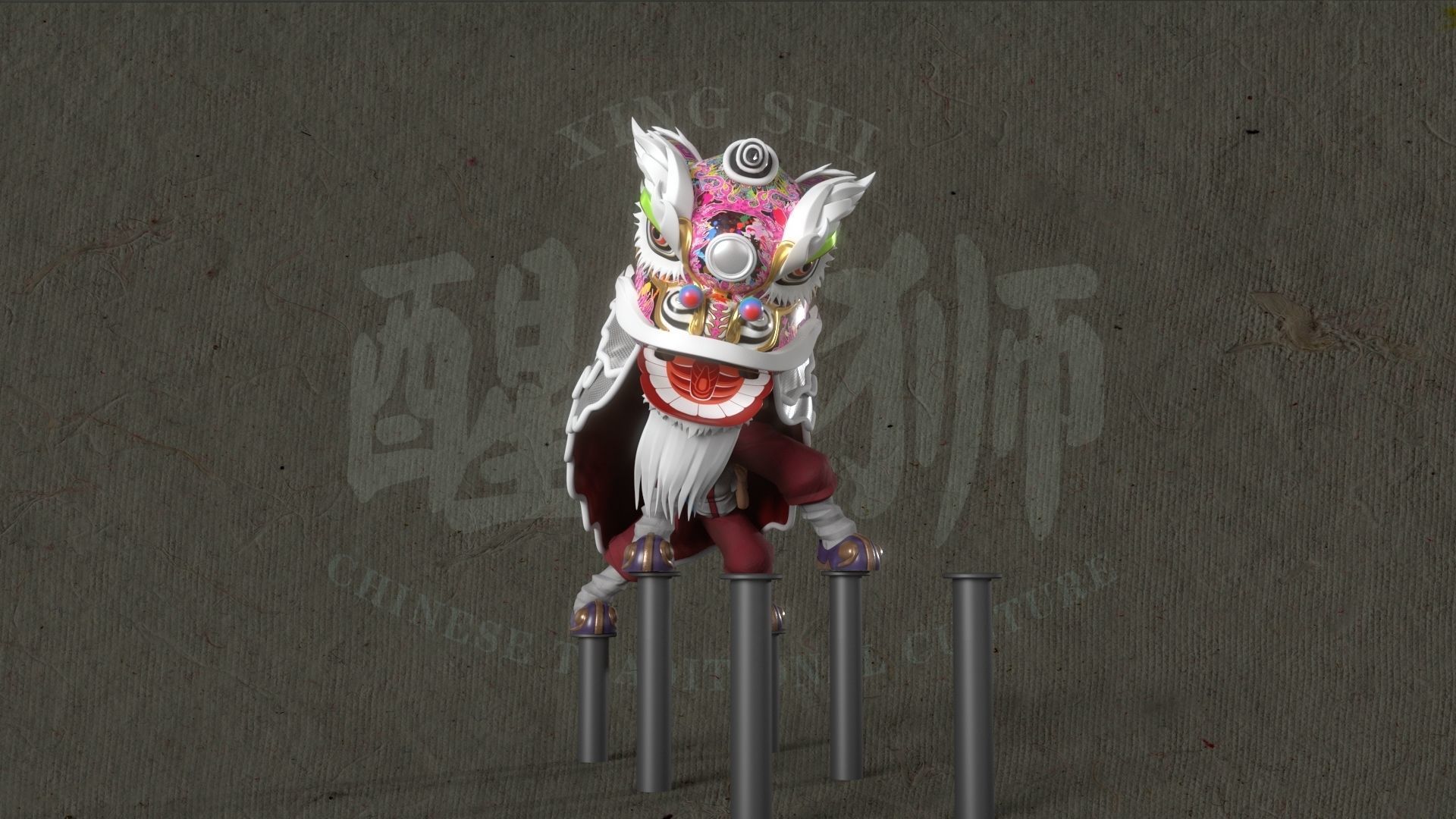 3D model Lion dance Rigged Ainmation VR / AR / low-poly | CGTrader