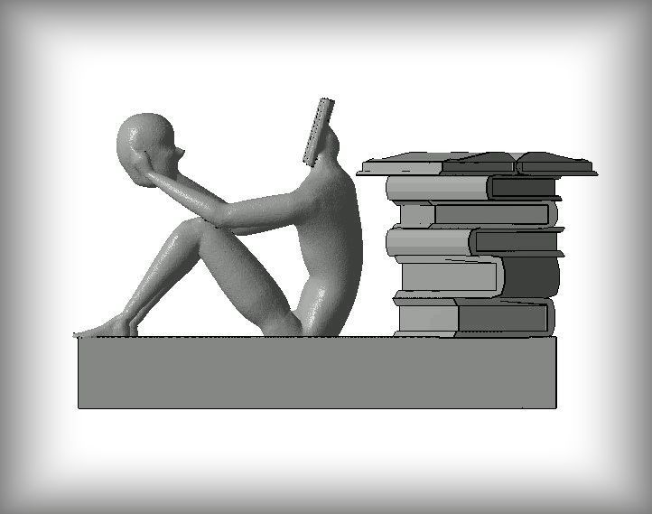 Librarian person on pile of books free 3D model 3D printable | CGTrader