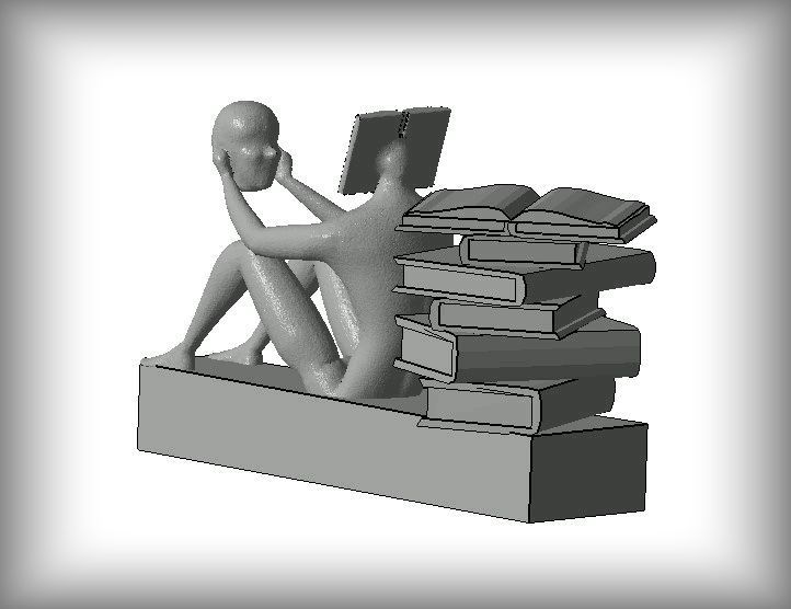 Librarian person on pile of books free 3D model 3D printable | CGTrader