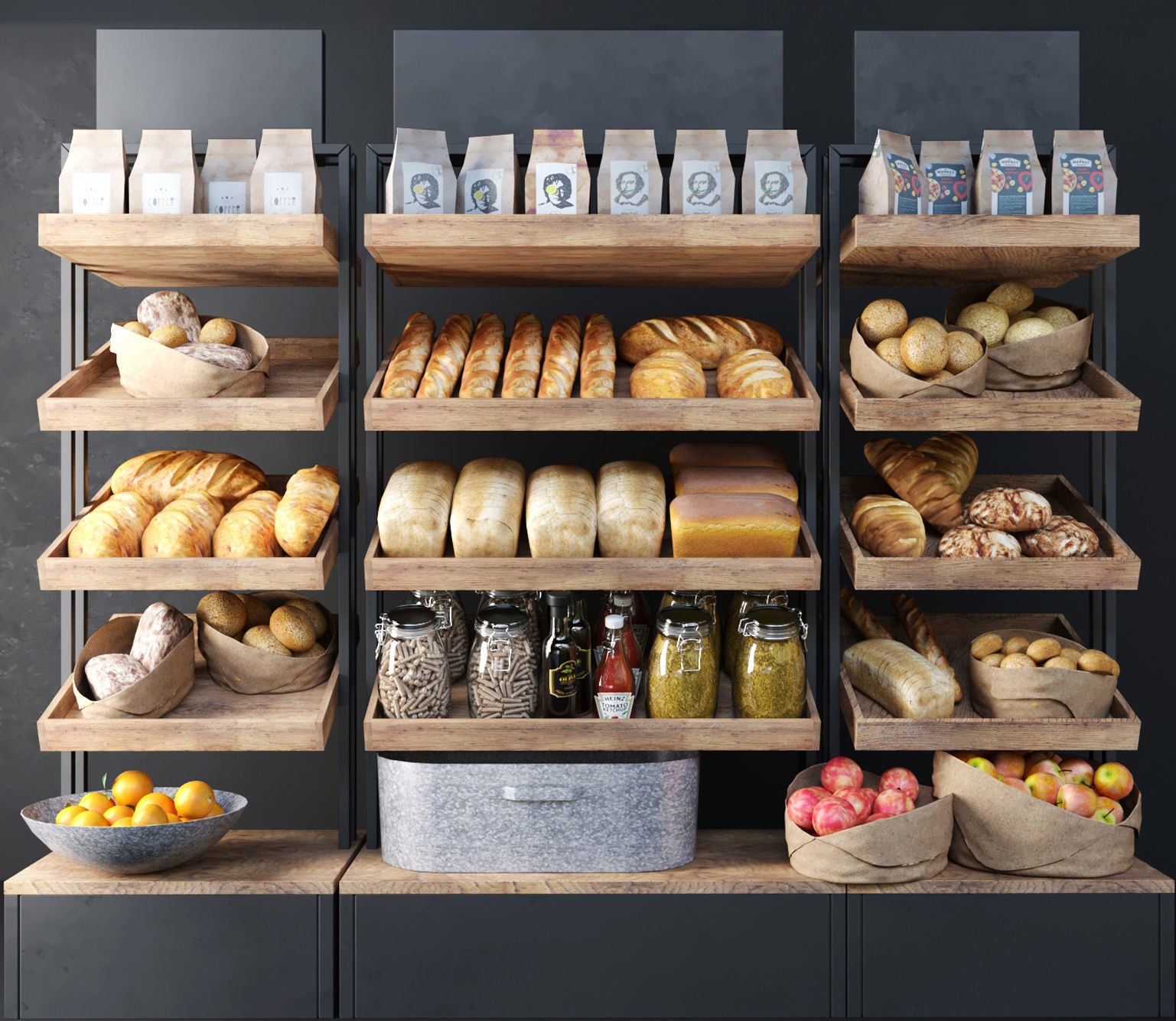 Bread counter 3D model | CGTrader
