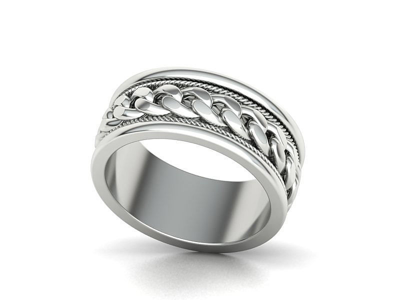 Cuban Wedding Band Ring Mens Band ring 3dmodel 3D model 3D printable ...