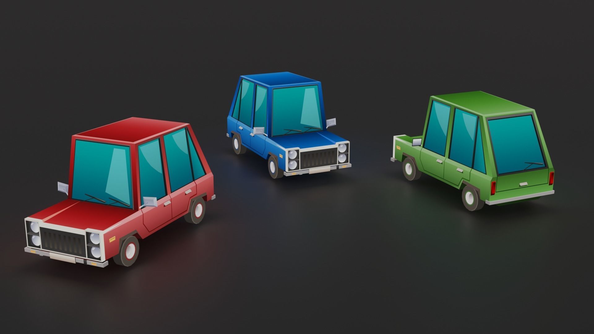 3D model Low poly cartoon car pack VR / AR / low-poly | CGTrader
