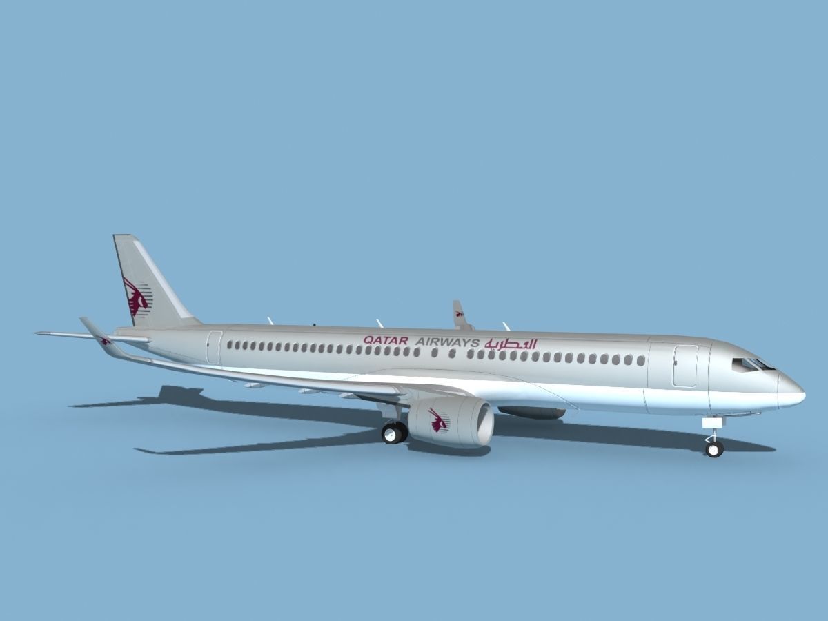 Airbus A220-300 Qatar Airways 3D model rigged | CGTrader