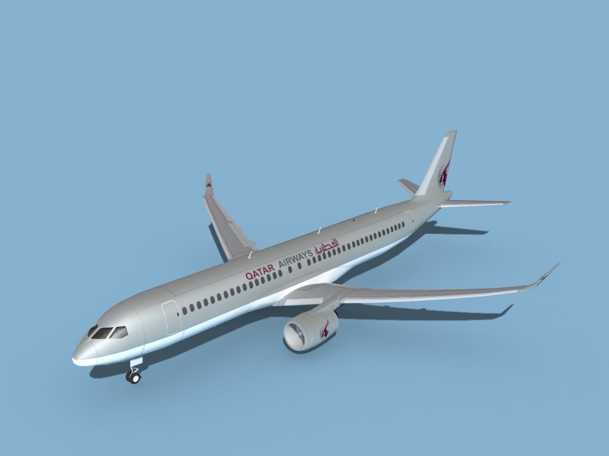 Airbus A220-300 Qatar Airways 3D model rigged | CGTrader