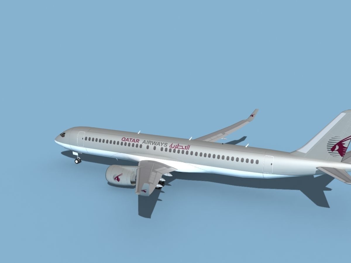 Airbus A220-300 Qatar Airways 3D model rigged | CGTrader
