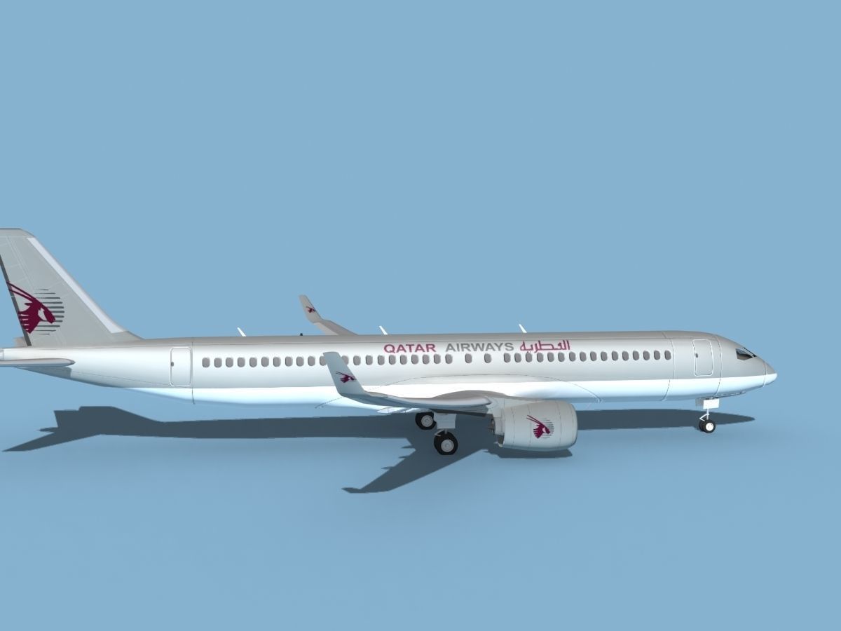 Airbus A220-300 Qatar Airways 3D model rigged | CGTrader