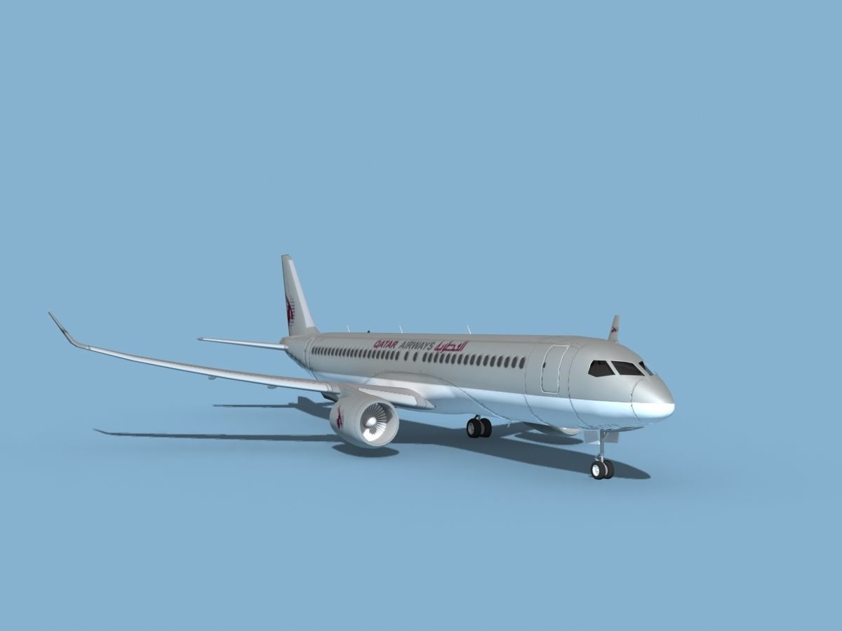 Airbus A220-300 Qatar Airways 3D model rigged | CGTrader