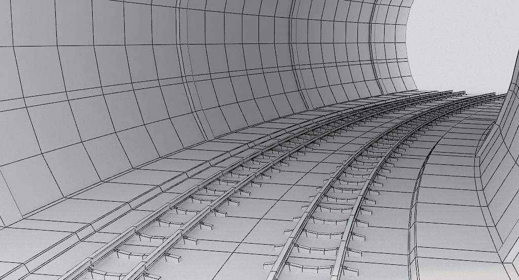 3D model Modular Tunnel with Rail PBR VR / AR / low-poly | CGTrader