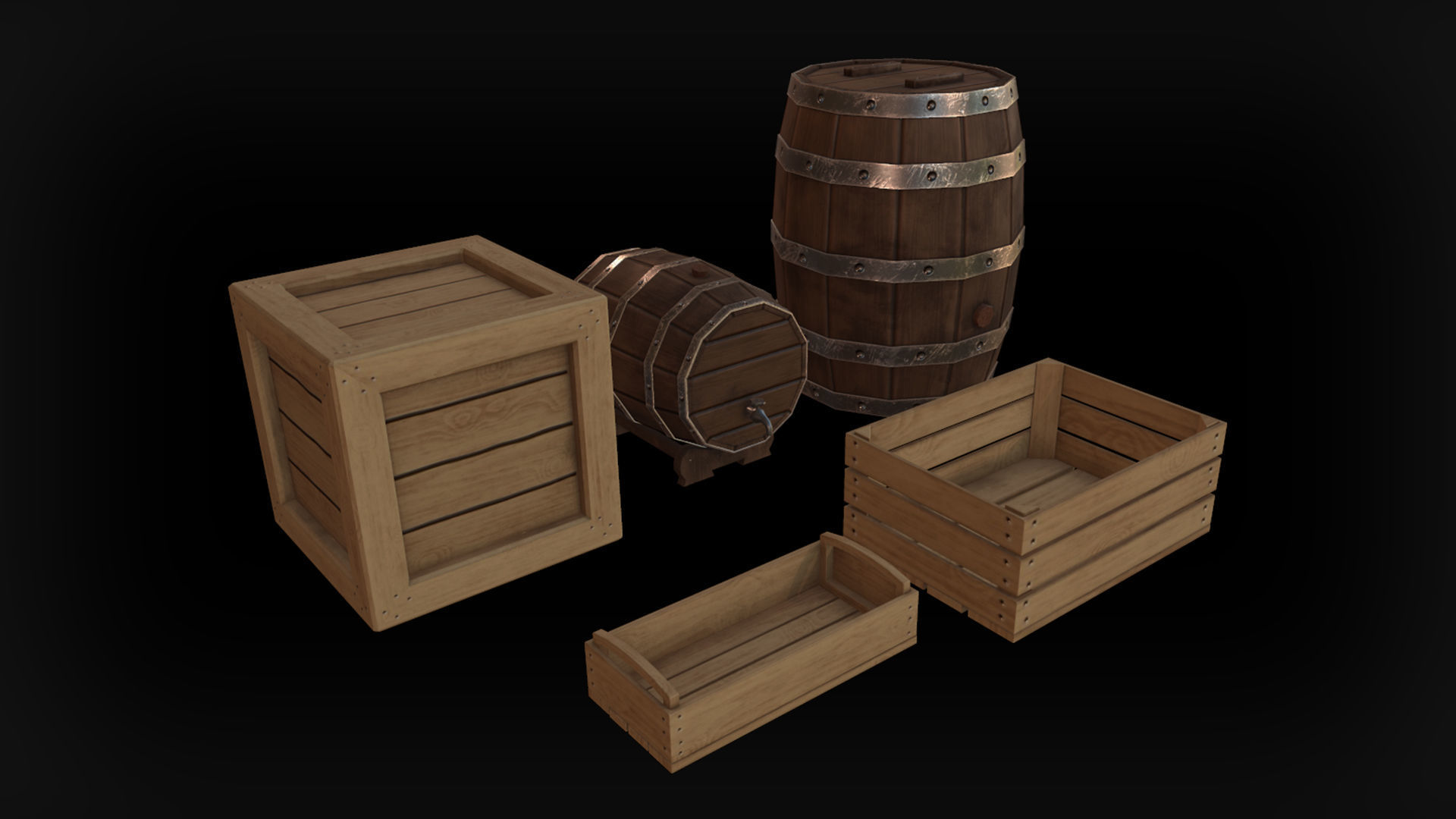 Wooden Props free VR / AR / low-poly 3D model | CGTrader
