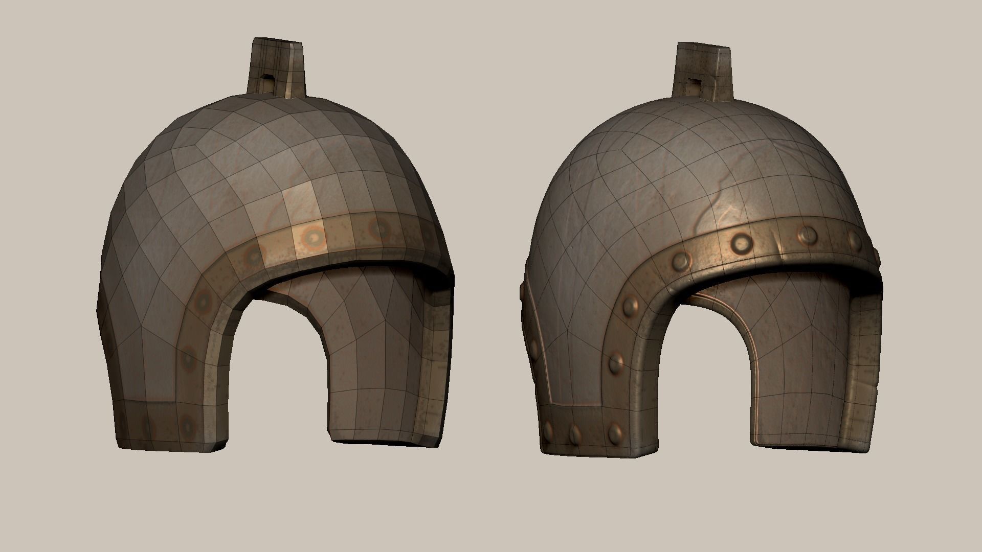 3D model Chinese Rust Medieval Helmet - Character Design VR / AR / low ...