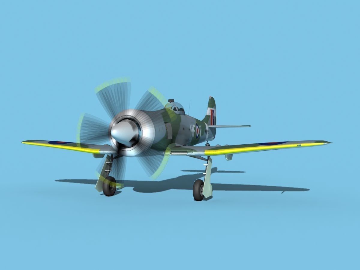 Hawker Tempest MKII V02 RAF 3D model animated rigged | CGTrader