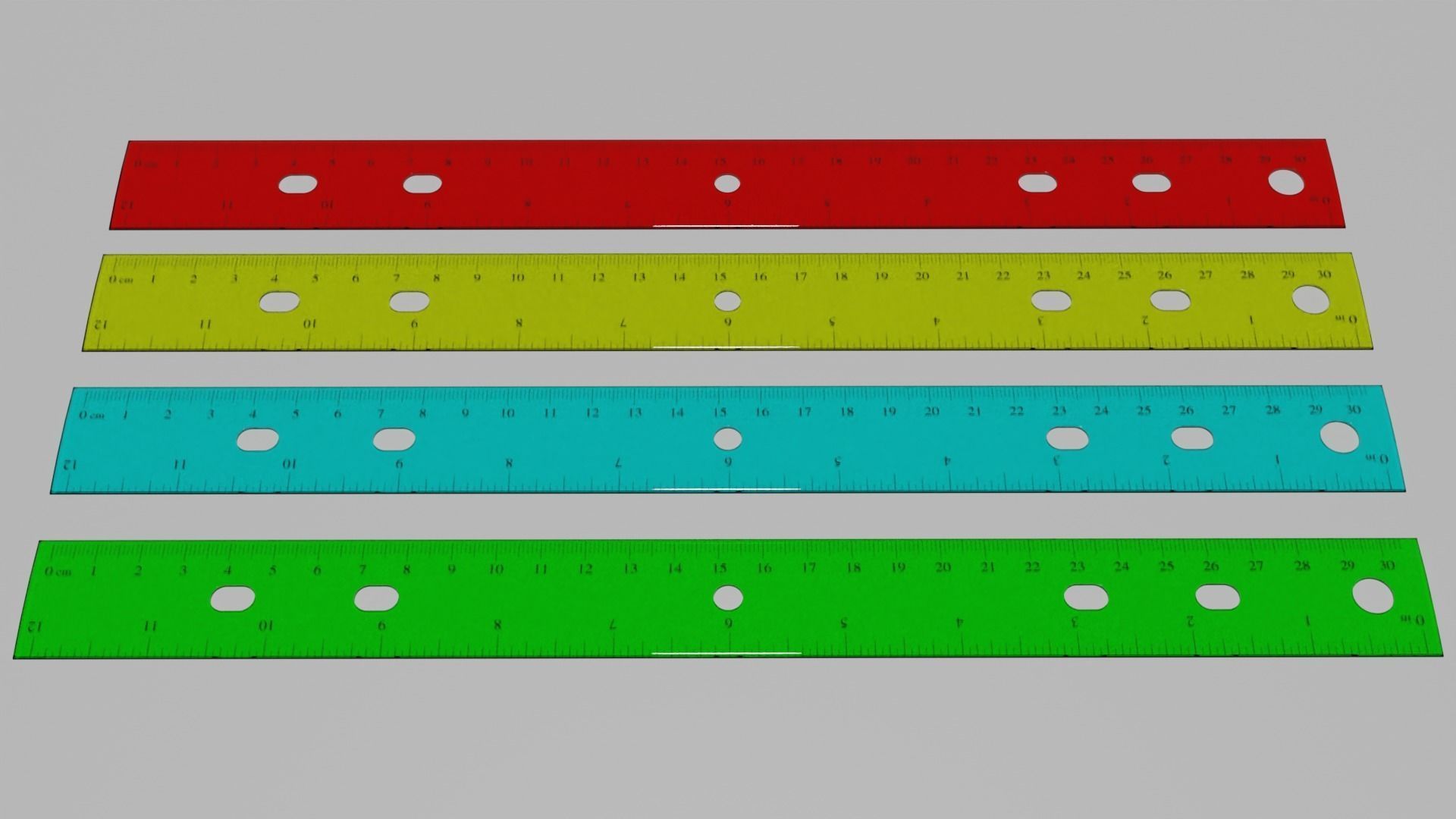 3D model Colored Plastic Rulers VR / AR / low-poly | CGTrader