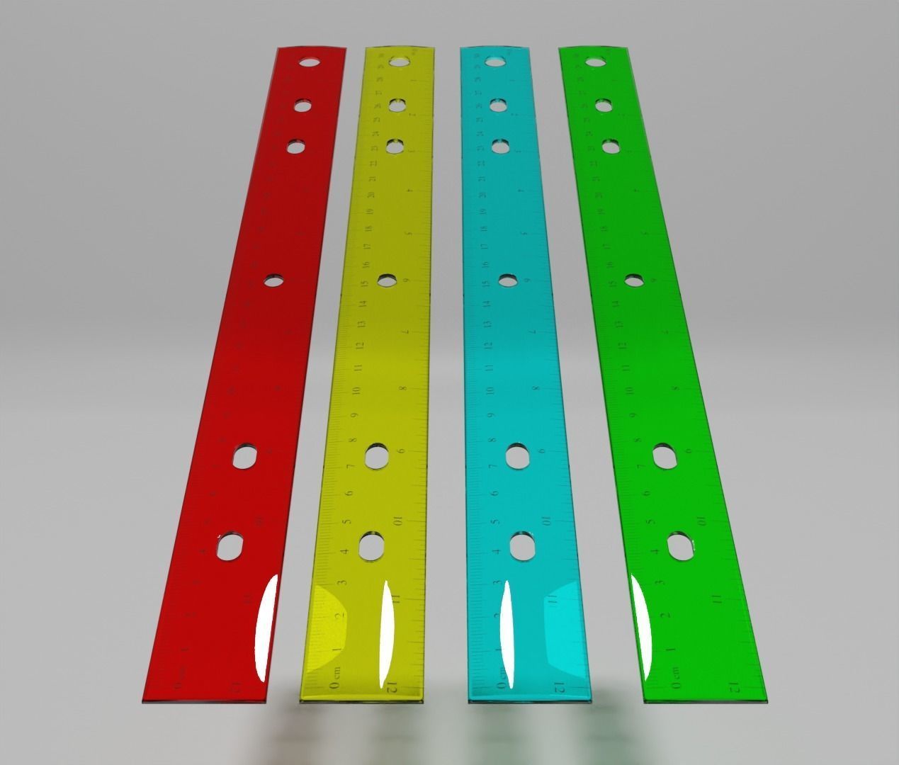 3D model Colored Plastic Rulers VR / AR / low-poly | CGTrader