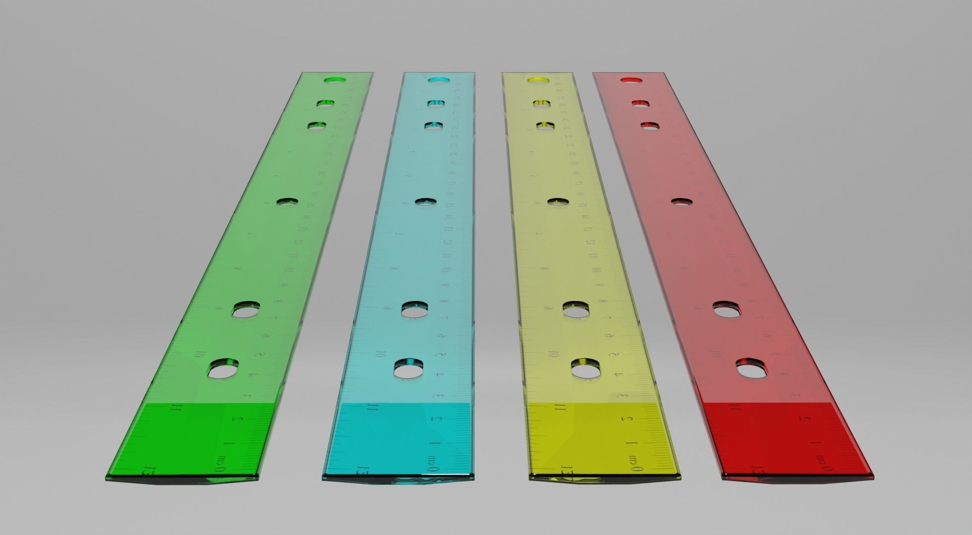 3D model Colored Plastic Rulers VR / AR / low-poly | CGTrader