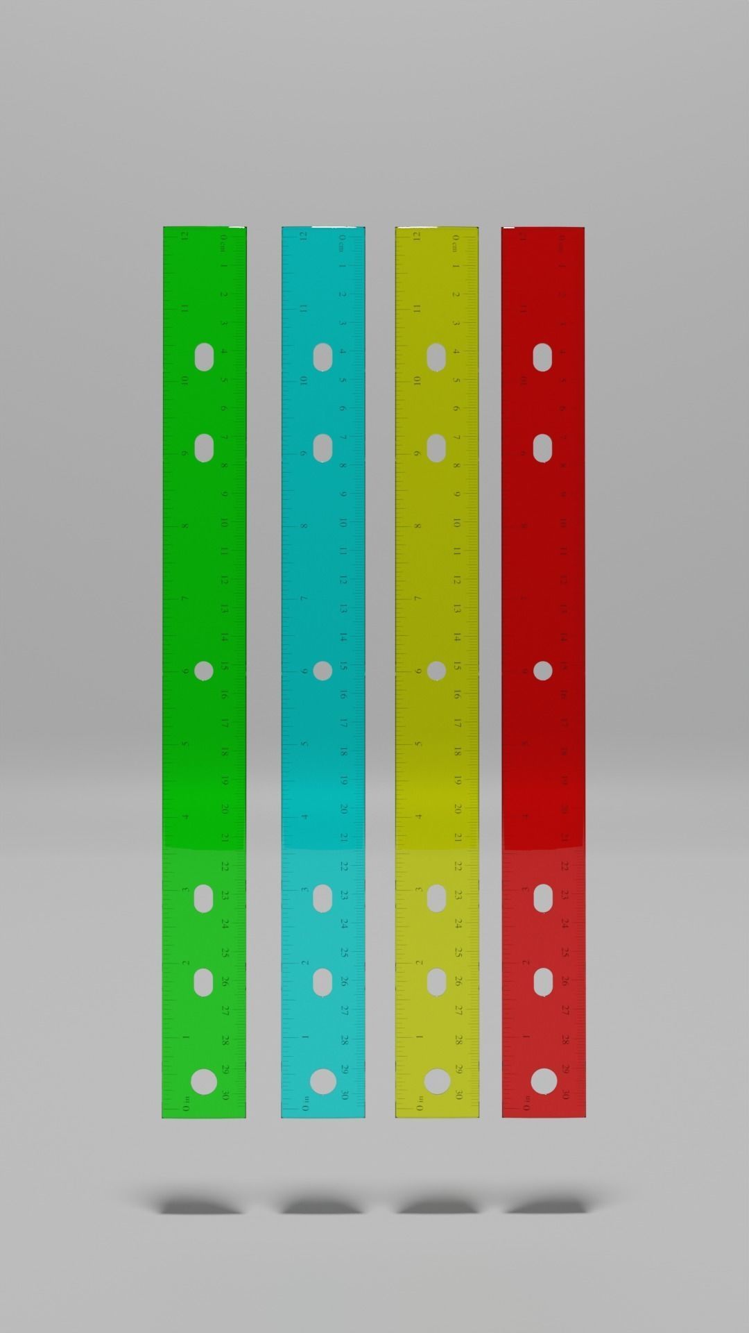 3D model Colored Plastic Rulers VR / AR / low-poly | CGTrader