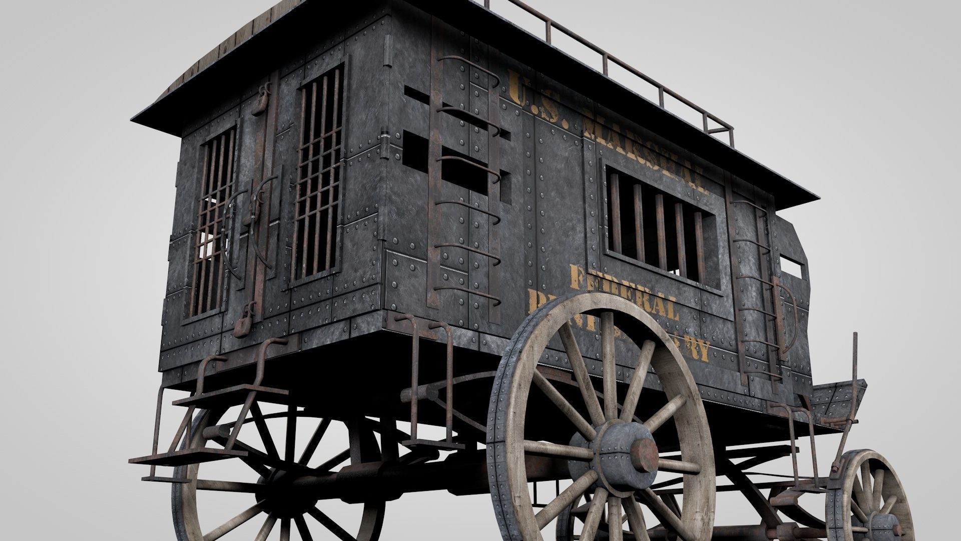 Wild West Jail Wagon V2 3D model | CGTrader