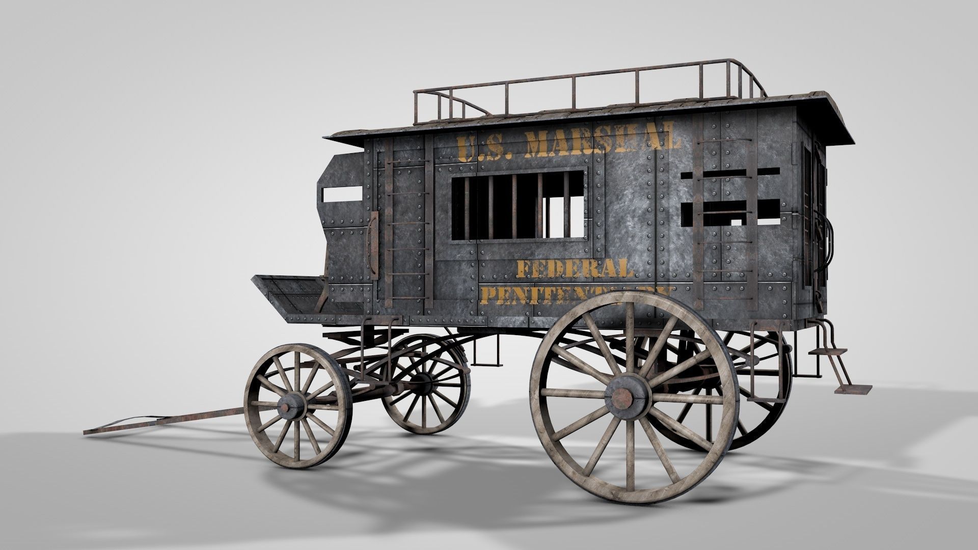 Wild West Jail Wagon V2 3D model | CGTrader