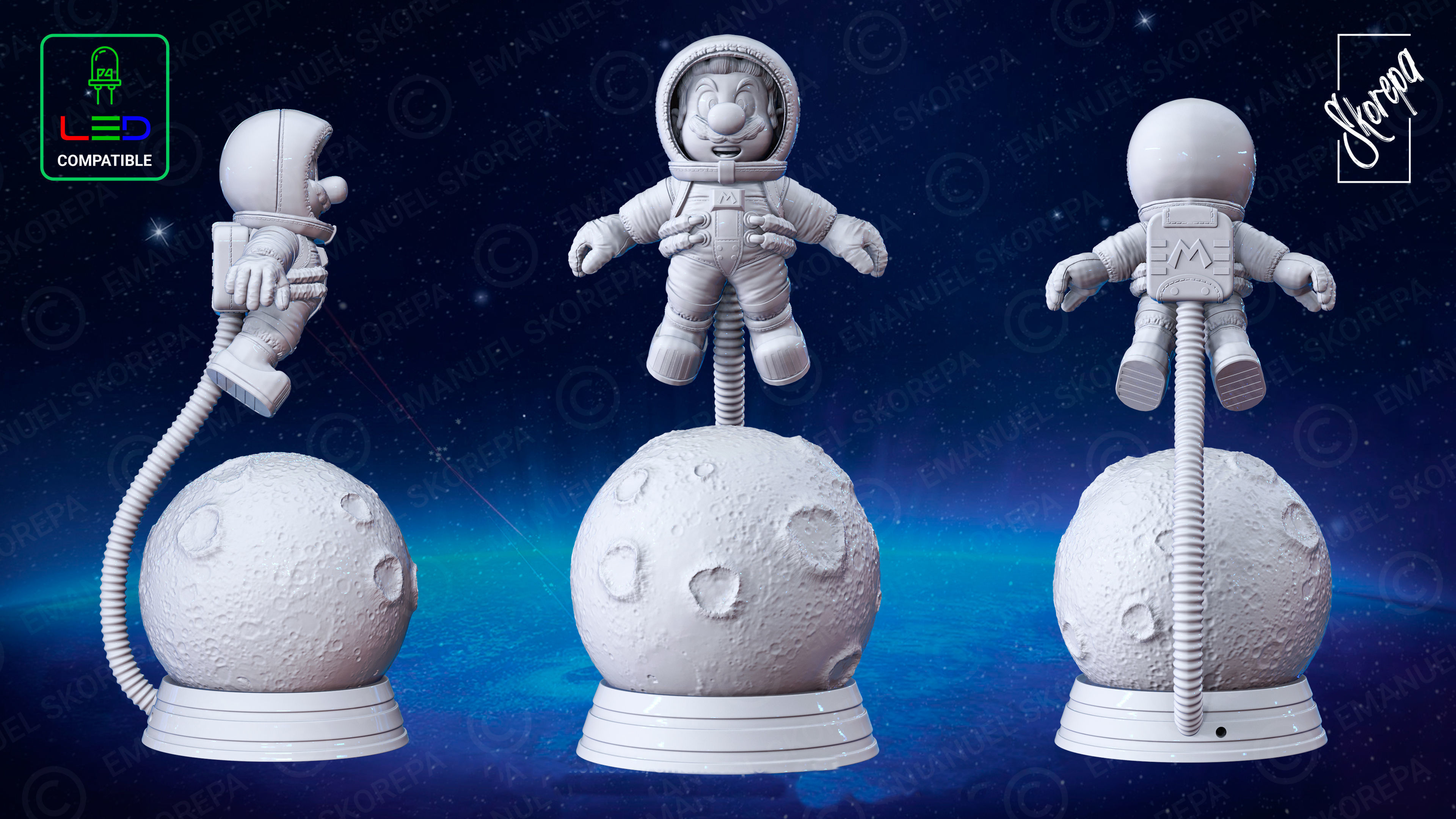 Mario Astronaut Lamp 3D model 3D printable | CGTrader
