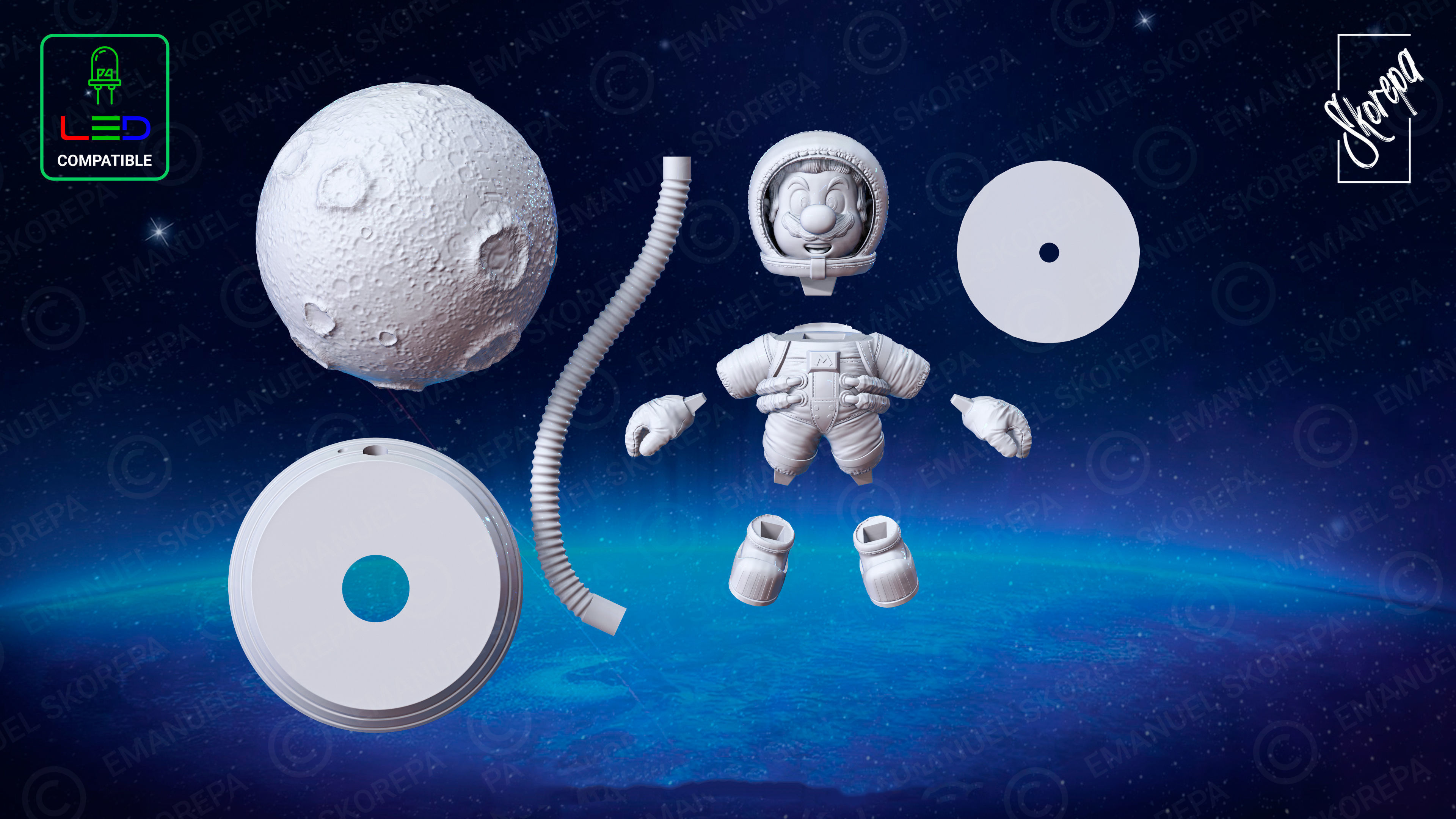 Mario Astronaut Lamp 3D model 3D printable | CGTrader