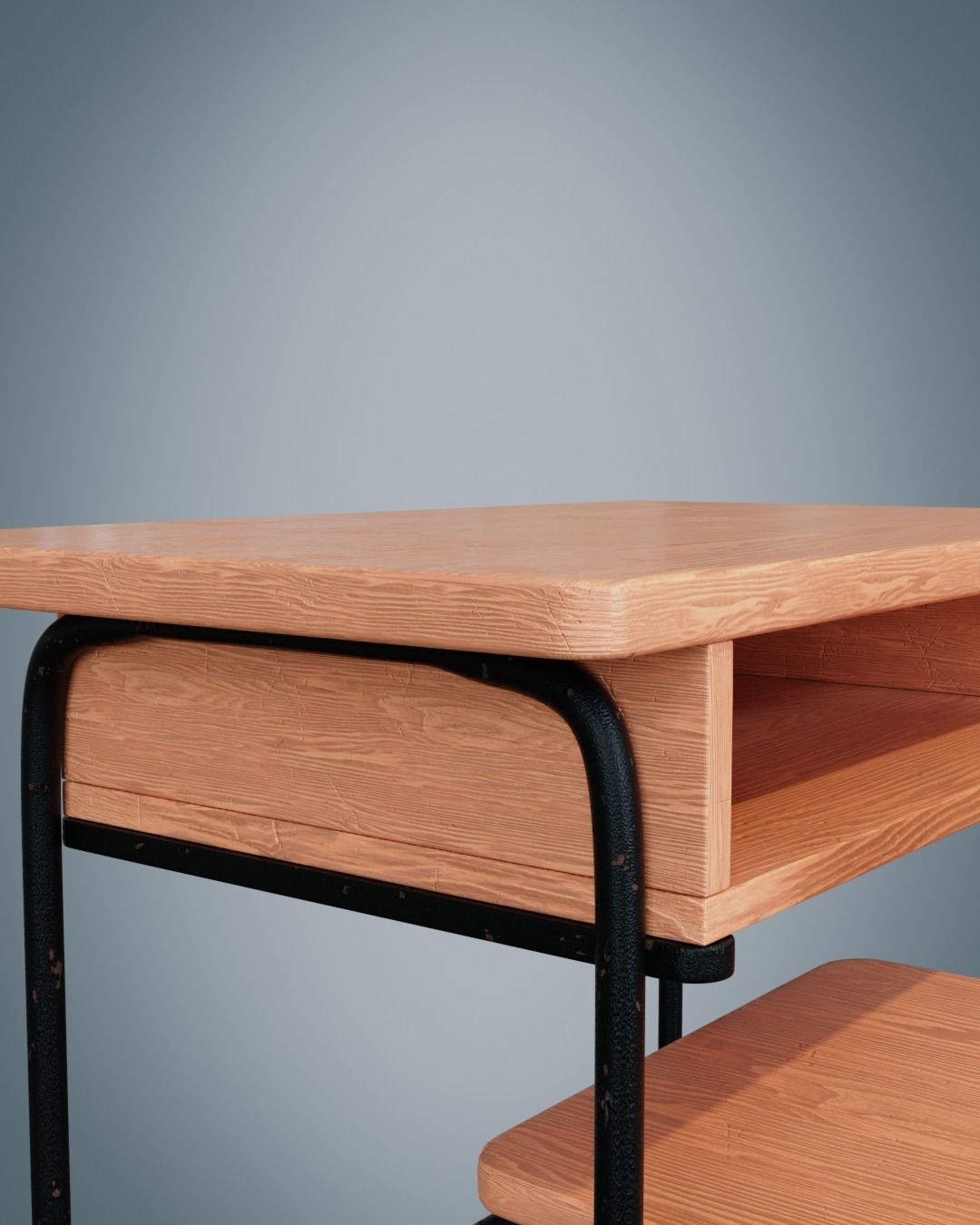 3D model Classroom Desk Highschool - University Metal Rusted Material ...