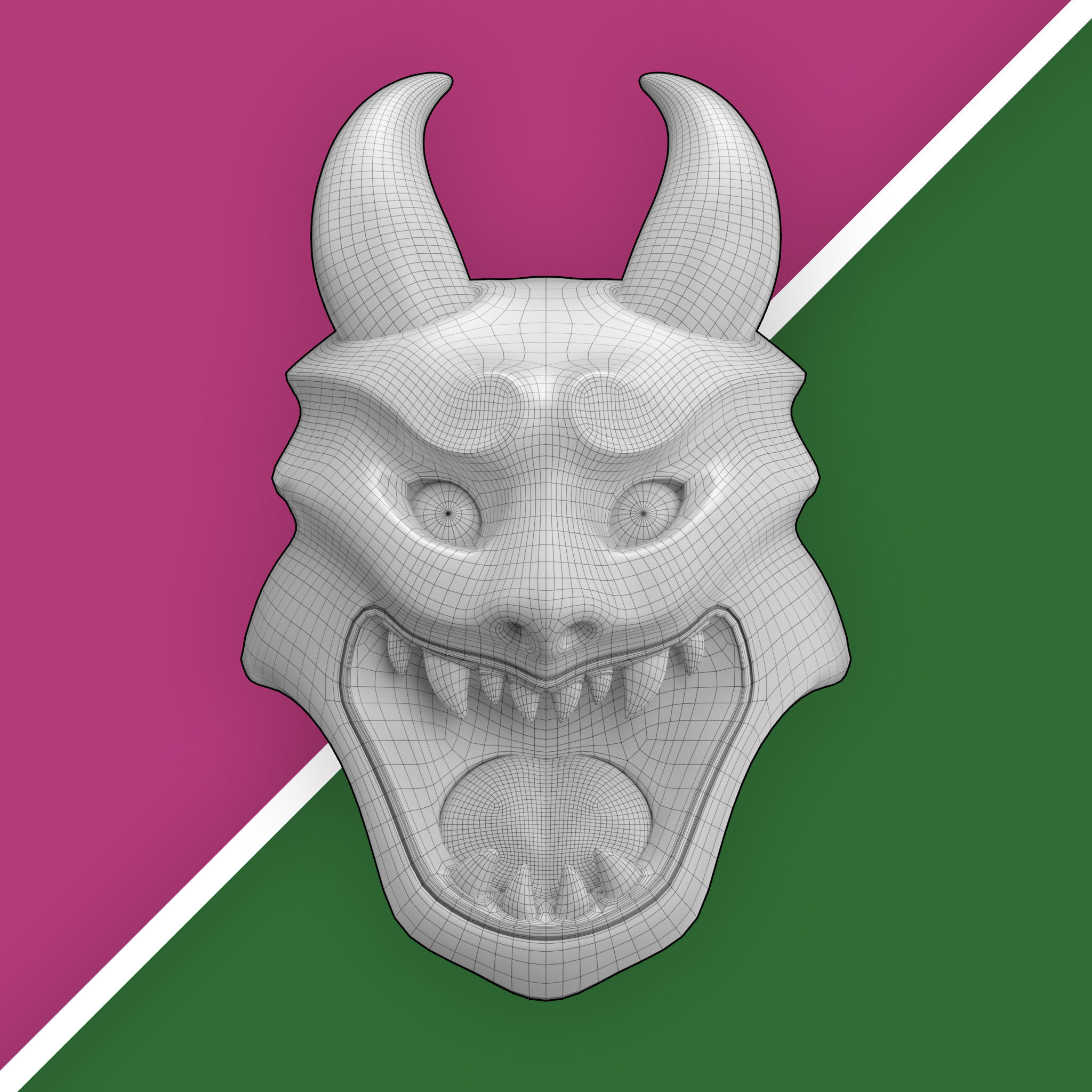 Oni Mask - Rairakku 3D model | CGTrader