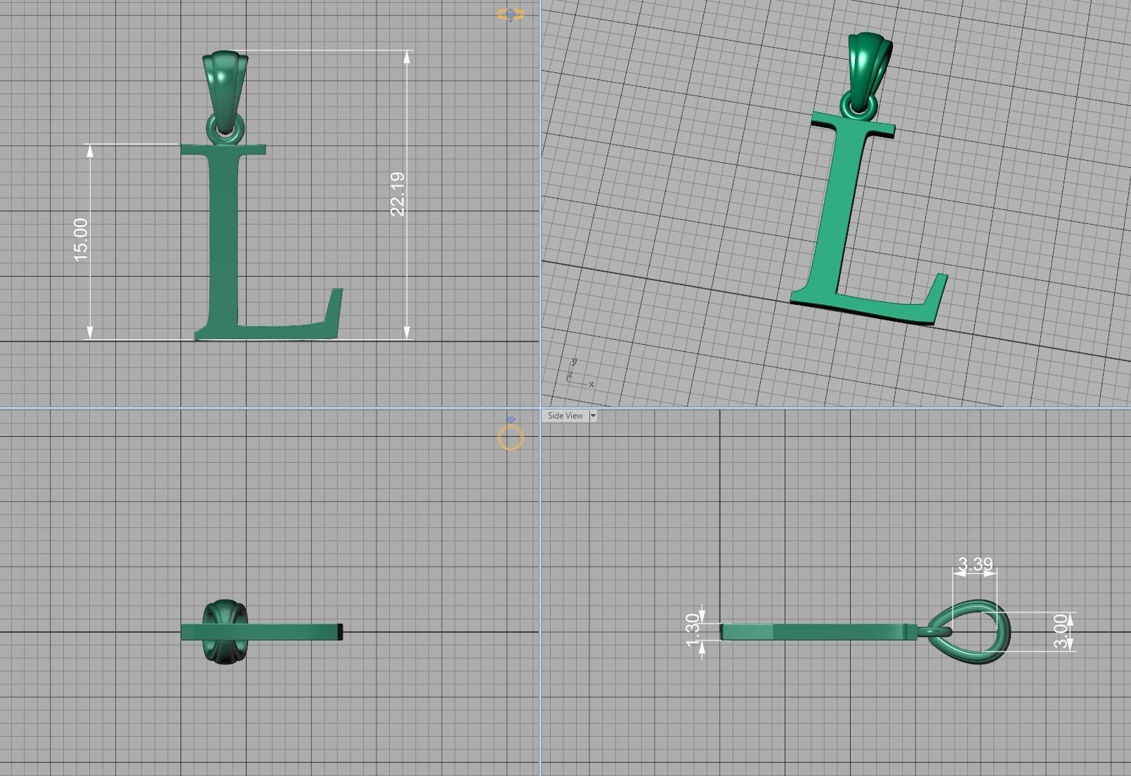 L INITIAL LETTER NECKLACE printable 3dmodel 3D model 3D printable ...