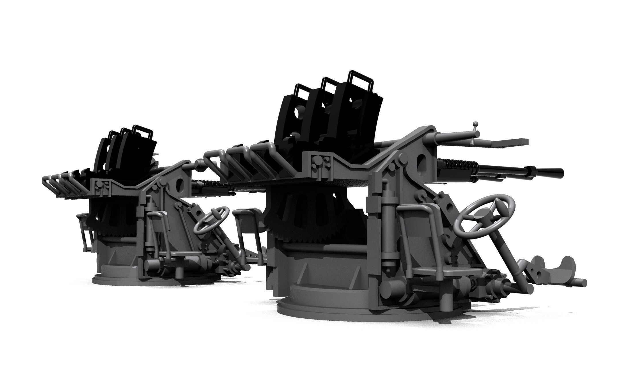 25 mm MG triple mounts scale 1-200 3D model 3D printable | CGTrader