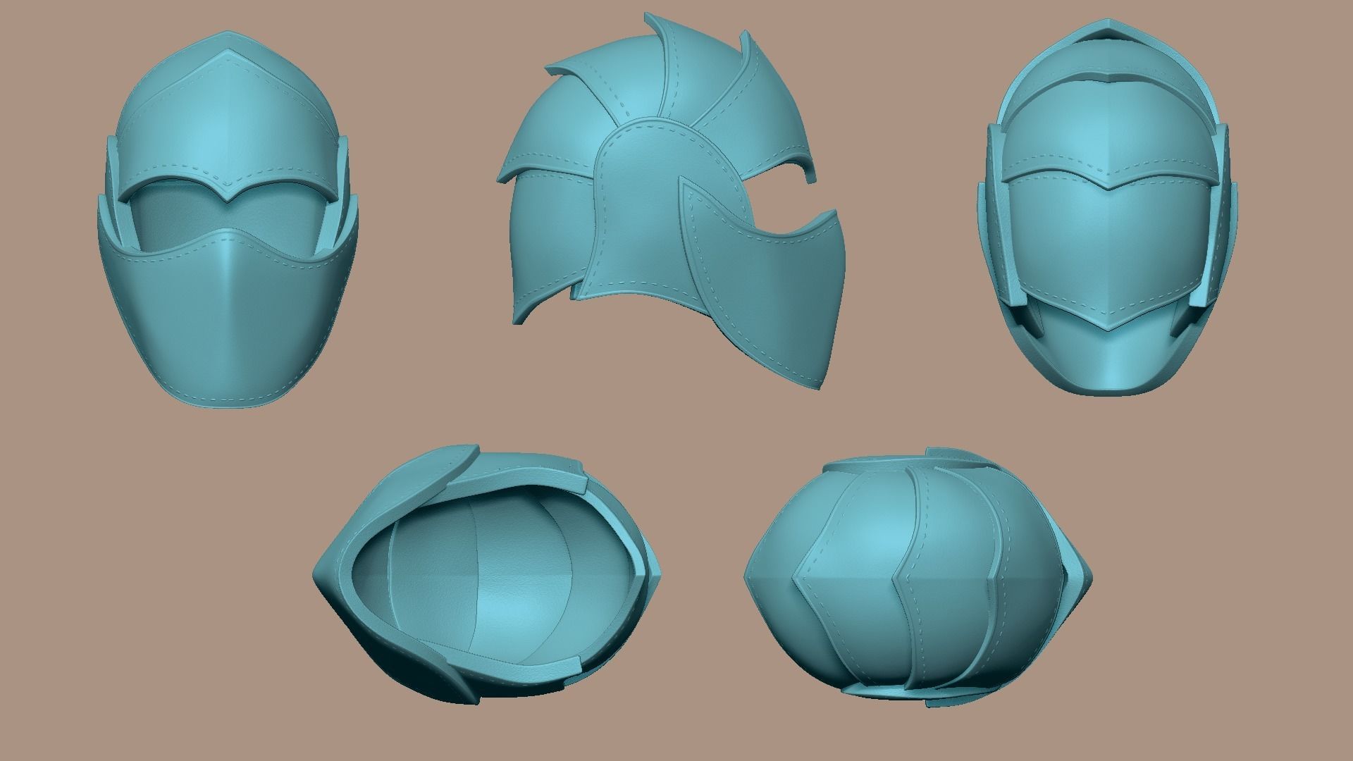 3D model Leather Scales Medieval Helmet - Character Design VR / AR ...