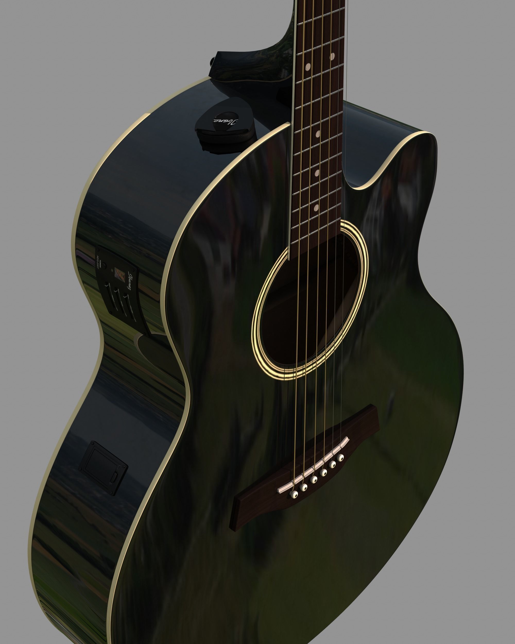 Ibanez Acoustic Guitar MAYA 2020 OBJ free 3D model | CGTrader