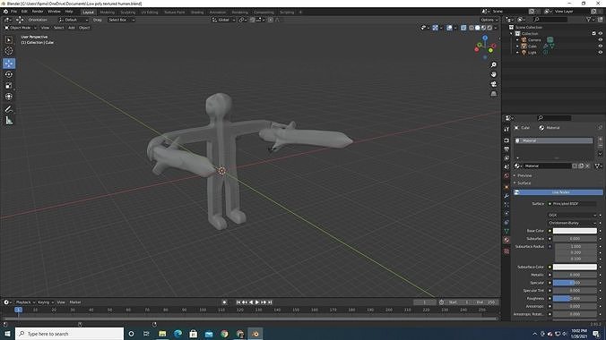 3D model Semi low poly human model with swords VR / AR / low-poly ...