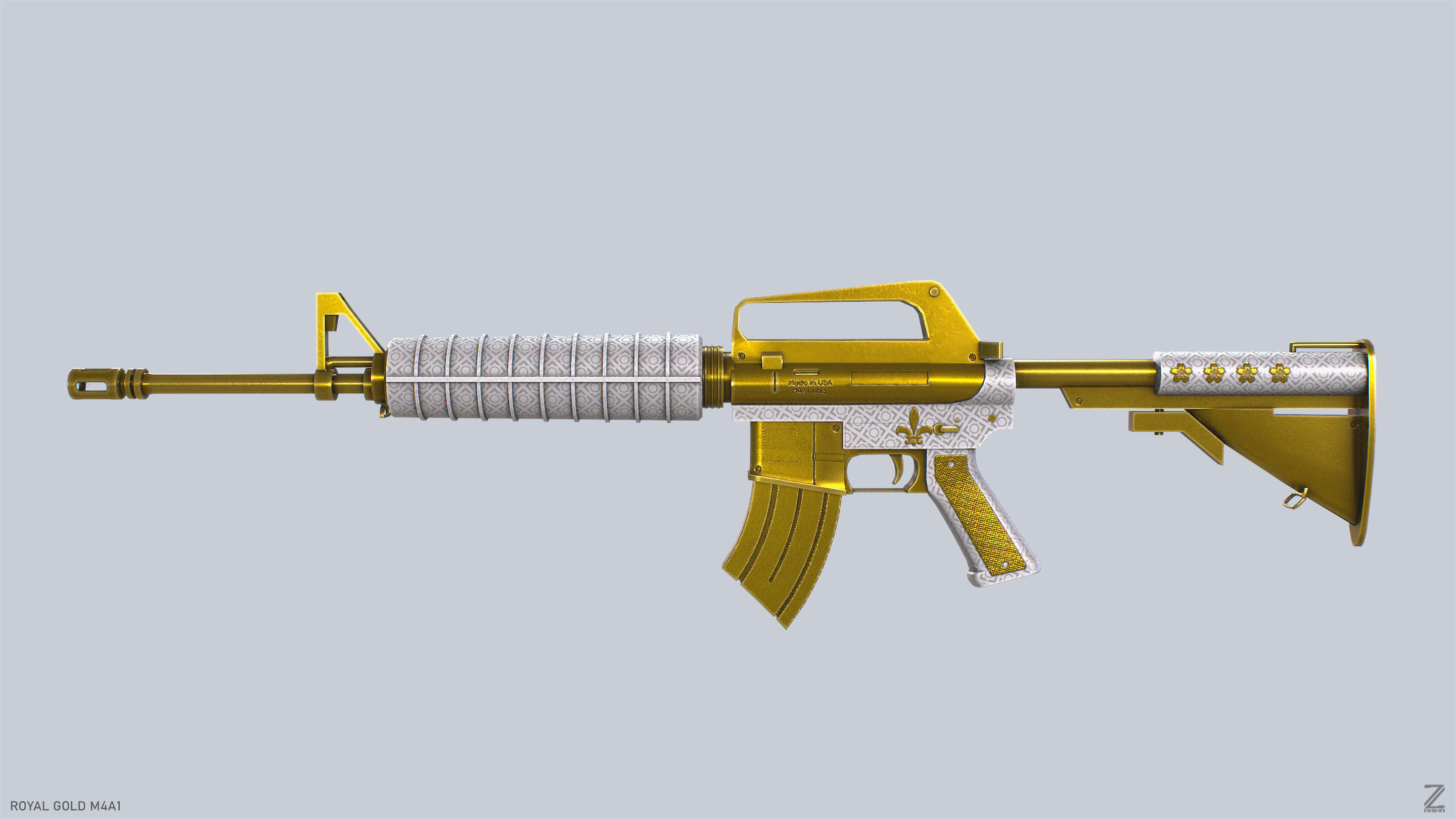 3D model Royal Gold M4A1 VR / AR / low-poly | CGTrader