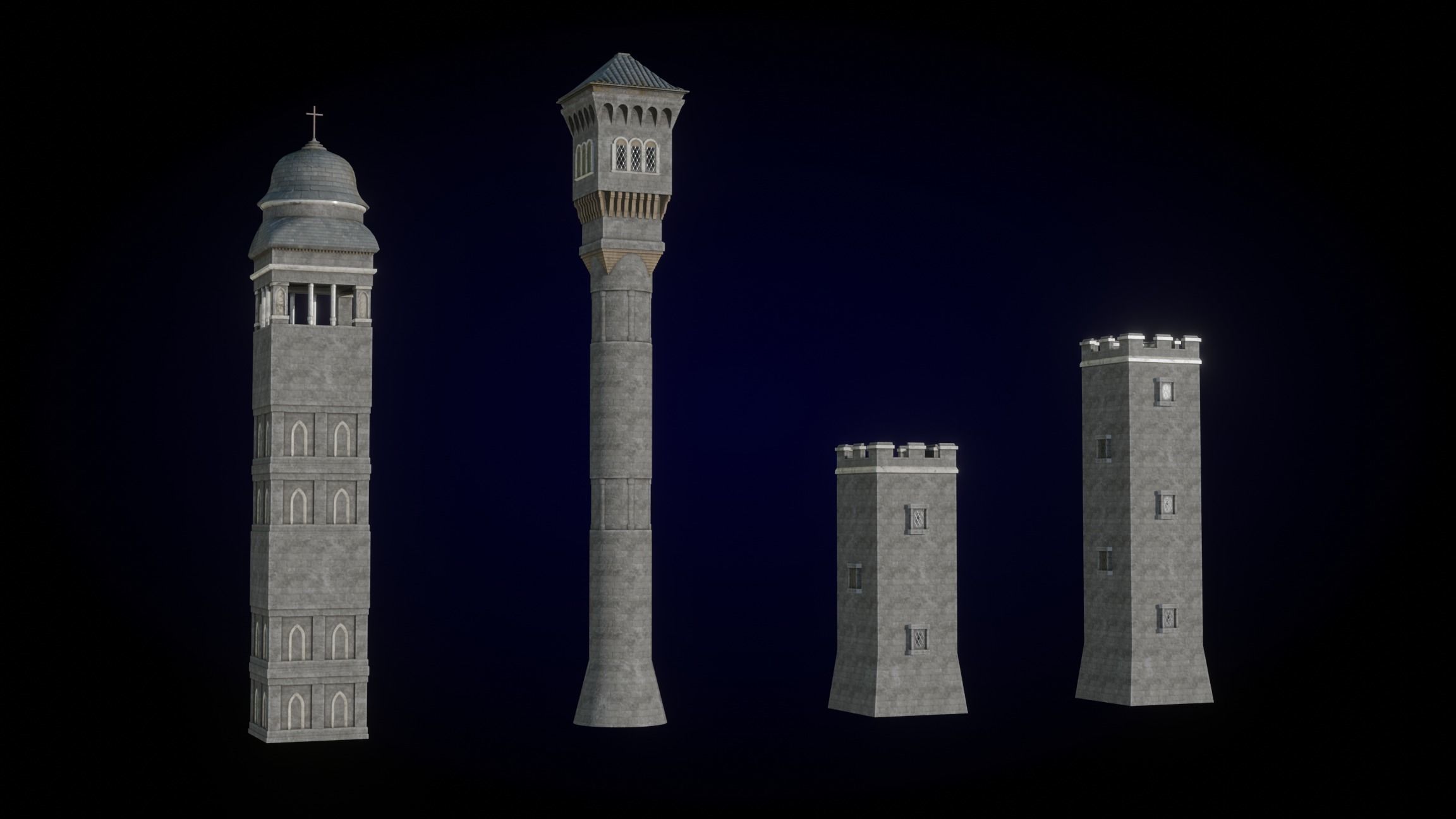 3D model Medieval Modular Tower Pack VR / AR / low-poly | CGTrader