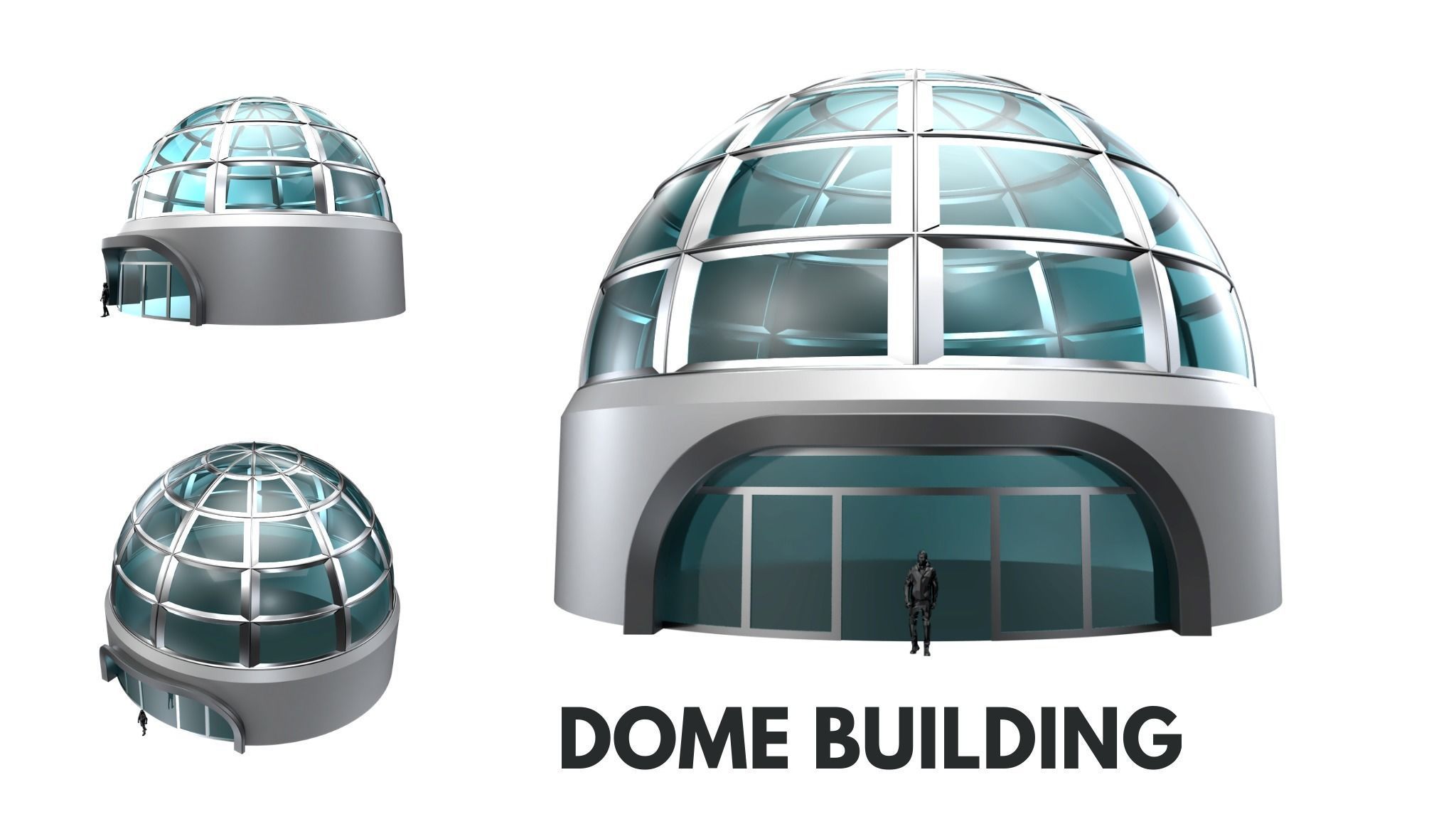 Architectural Dome Building Rectangular Divisions Structure 3D model ...