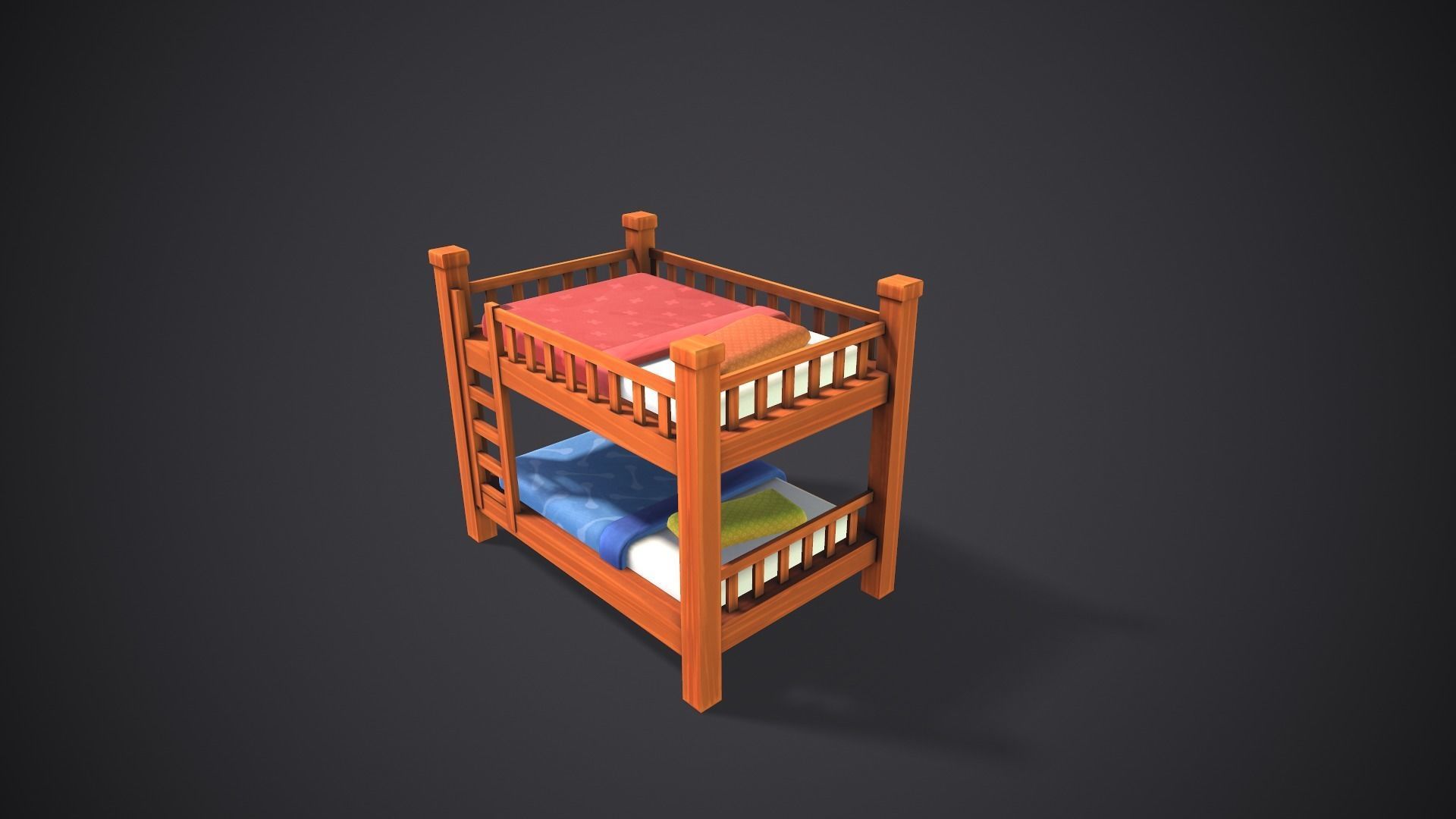 3D model Bed Stylized Cartoon Bedroom Set VR / AR / low-poly | CGTrader