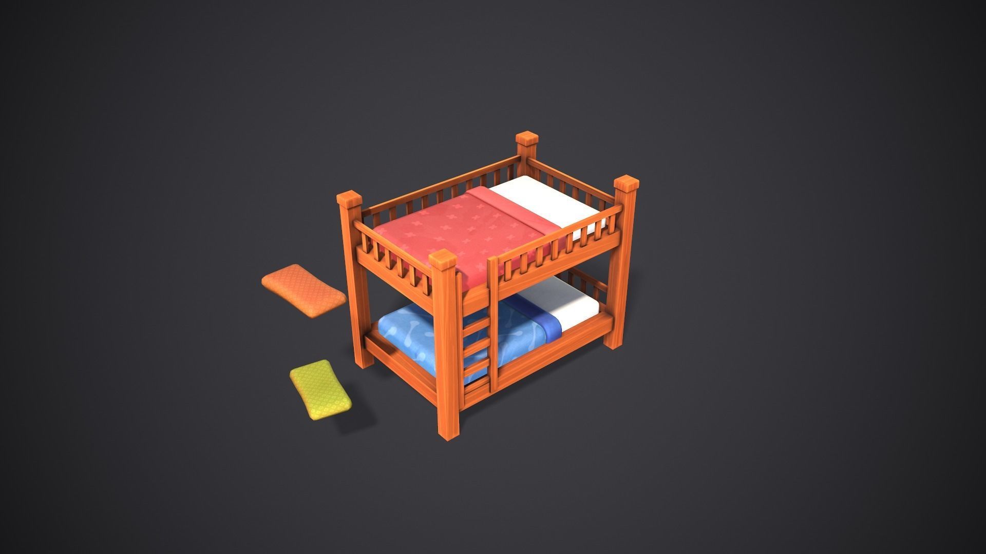 3D model Bed Stylized Cartoon Bedroom Set VR / AR / low-poly | CGTrader