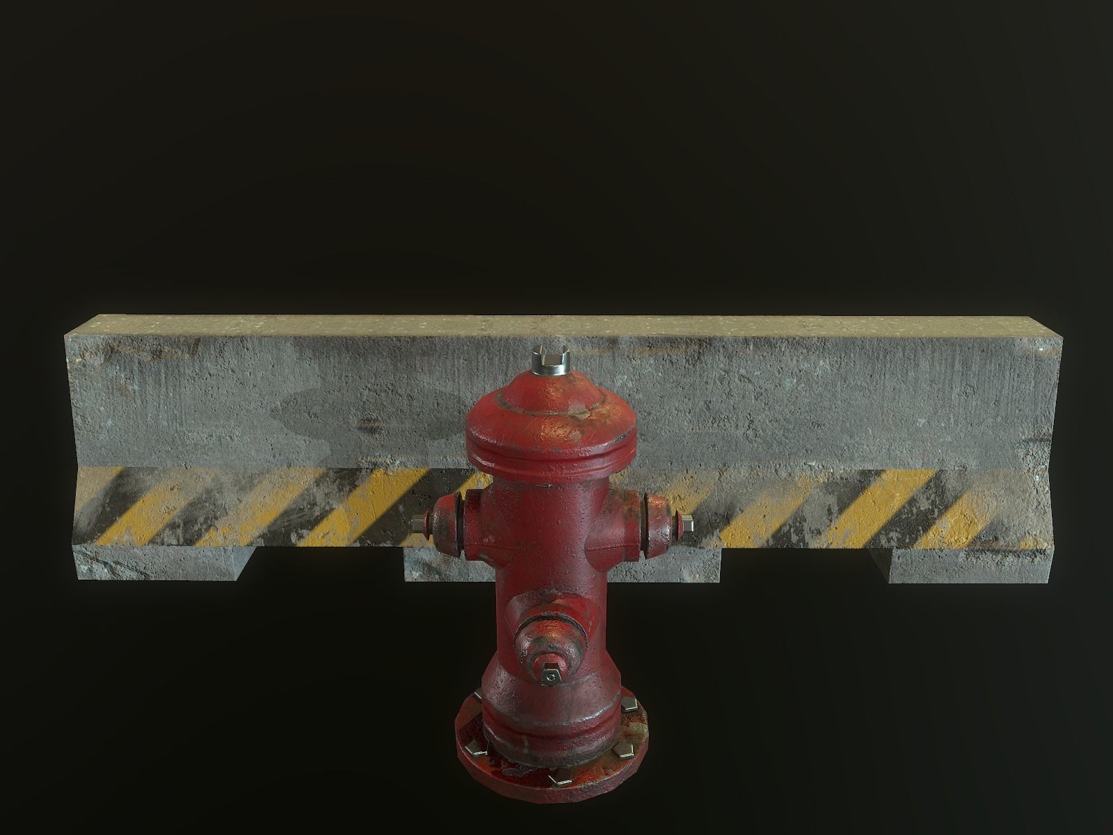 3D model Fire Hydrant and concrete barrier pbr VR / AR / low-poly ...