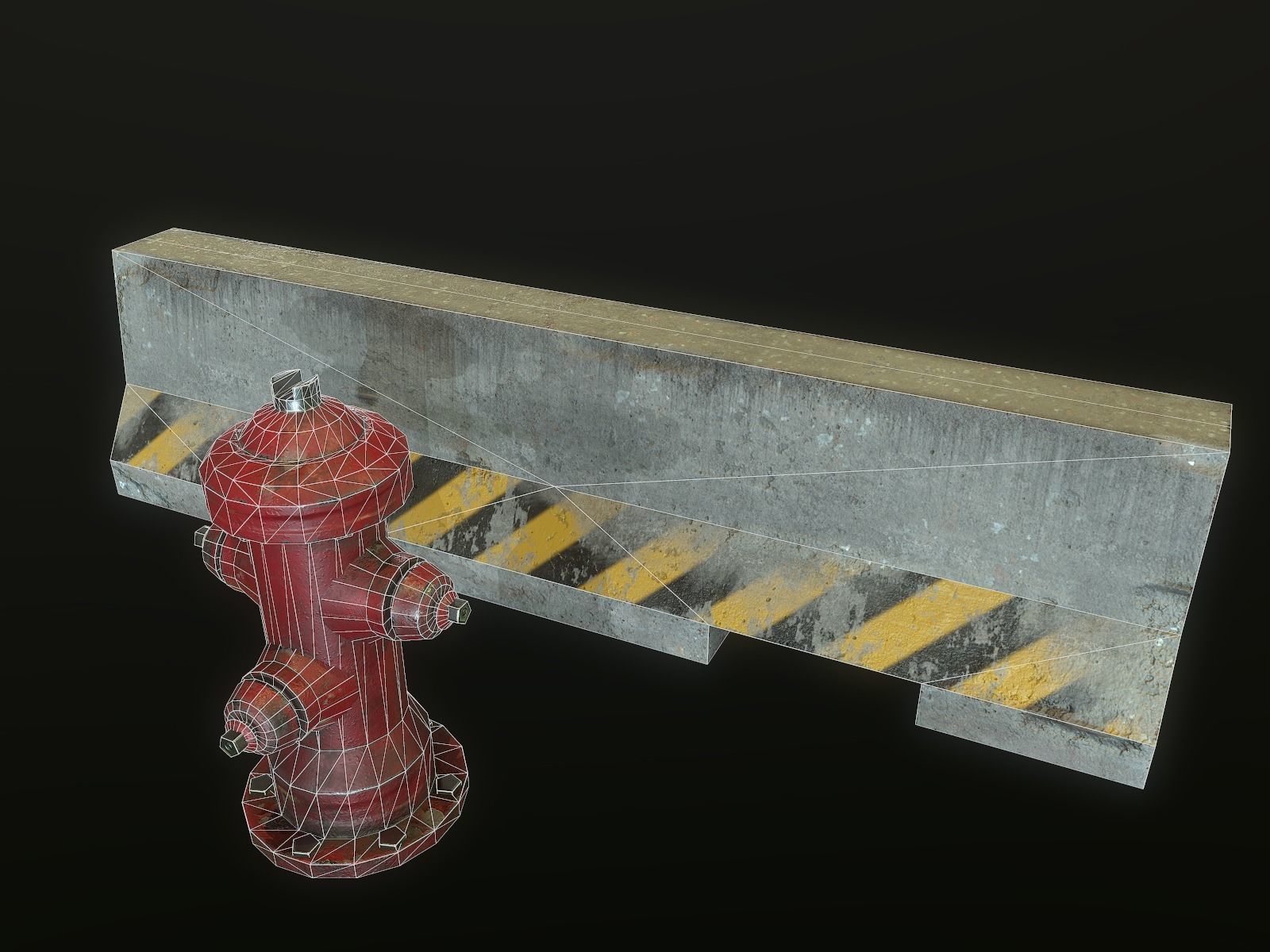 3D model Fire Hydrant and concrete barrier pbr VR / AR / low-poly ...