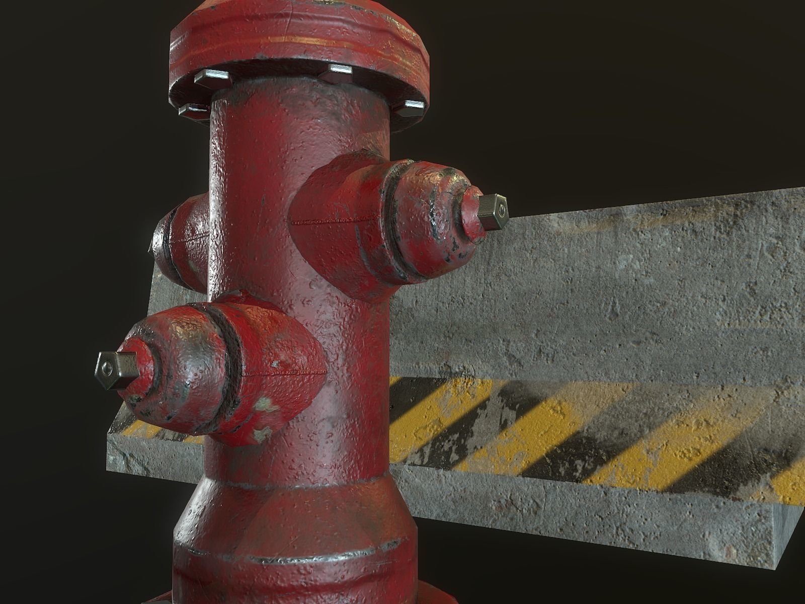 3D model Fire Hydrant and concrete barrier pbr VR / AR / low-poly ...
