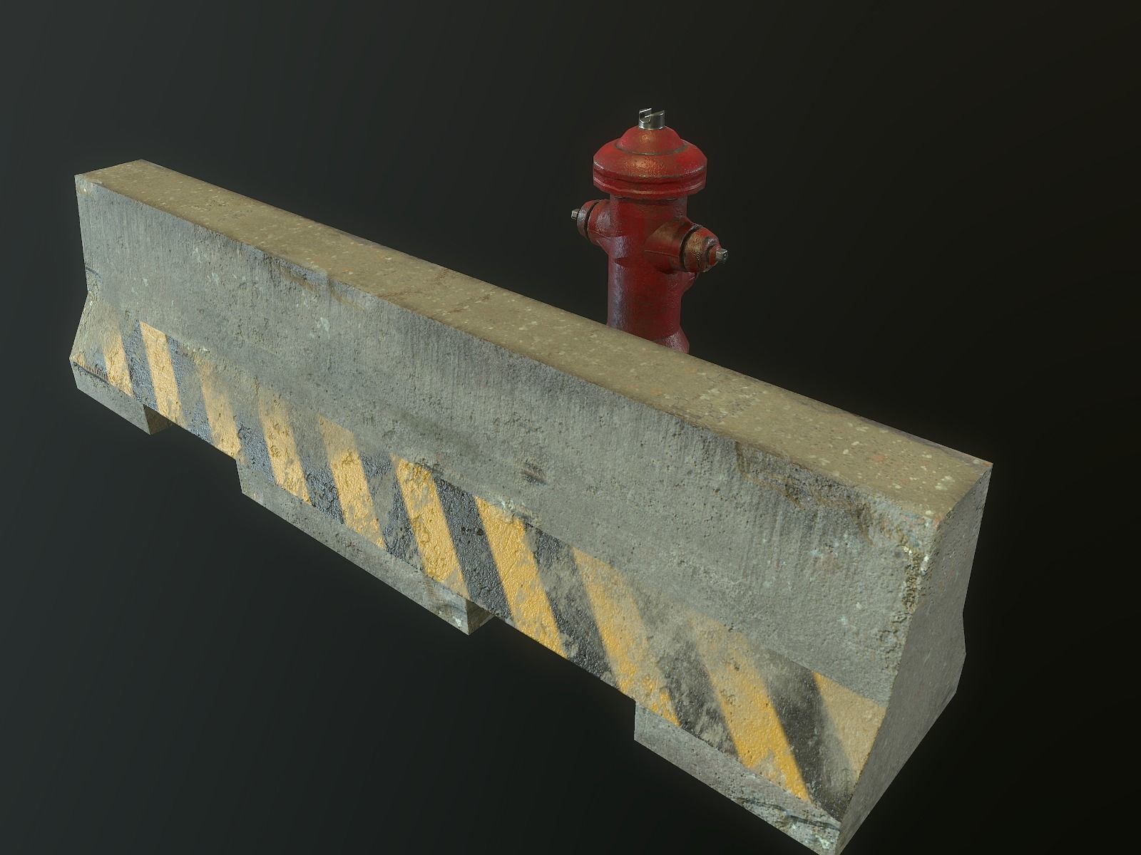 3D model Fire Hydrant and concrete barrier pbr VR / AR / low-poly ...