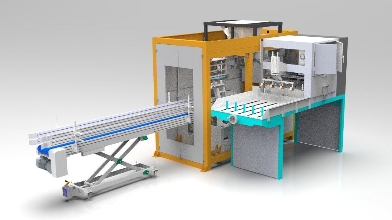 Packaging scale and automatic bagging for open pocket woven bag 3D ...