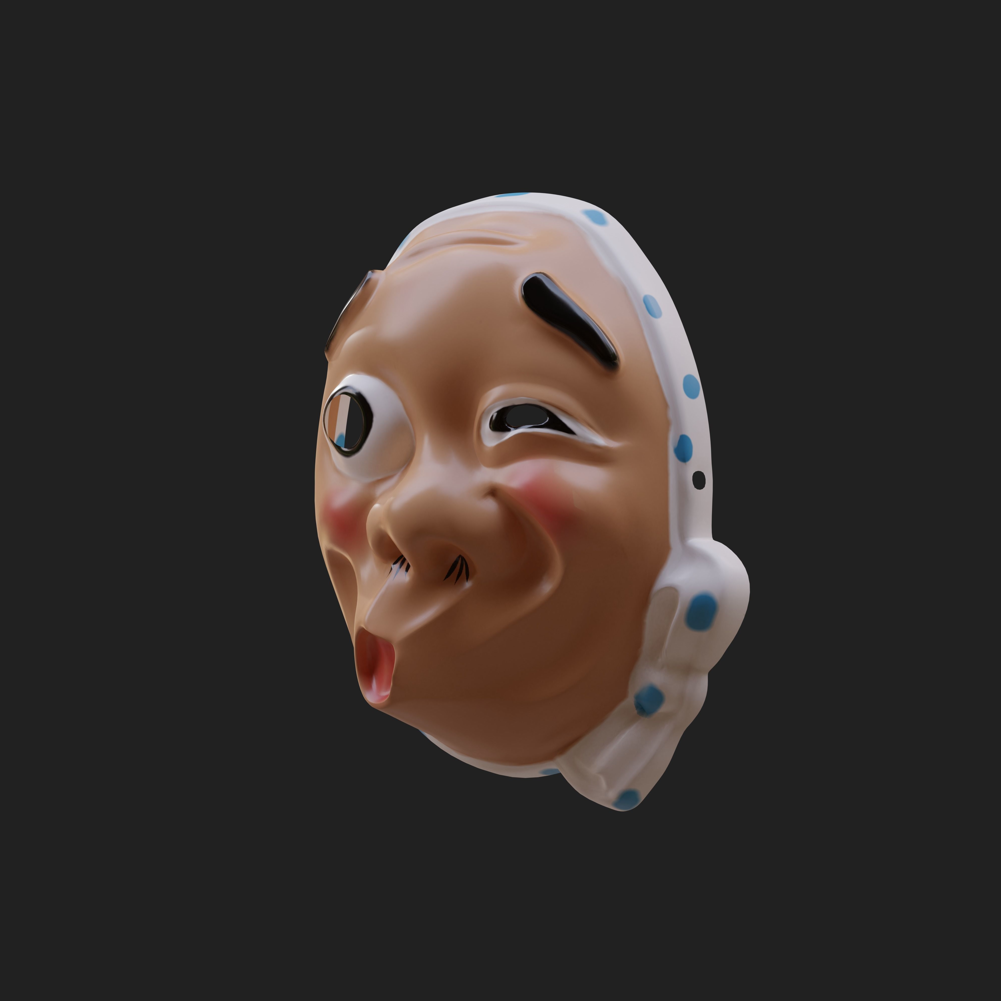 3D model Hyottoko Mask Noh Theatre Mask Japanese Highpoly Midpoly ...