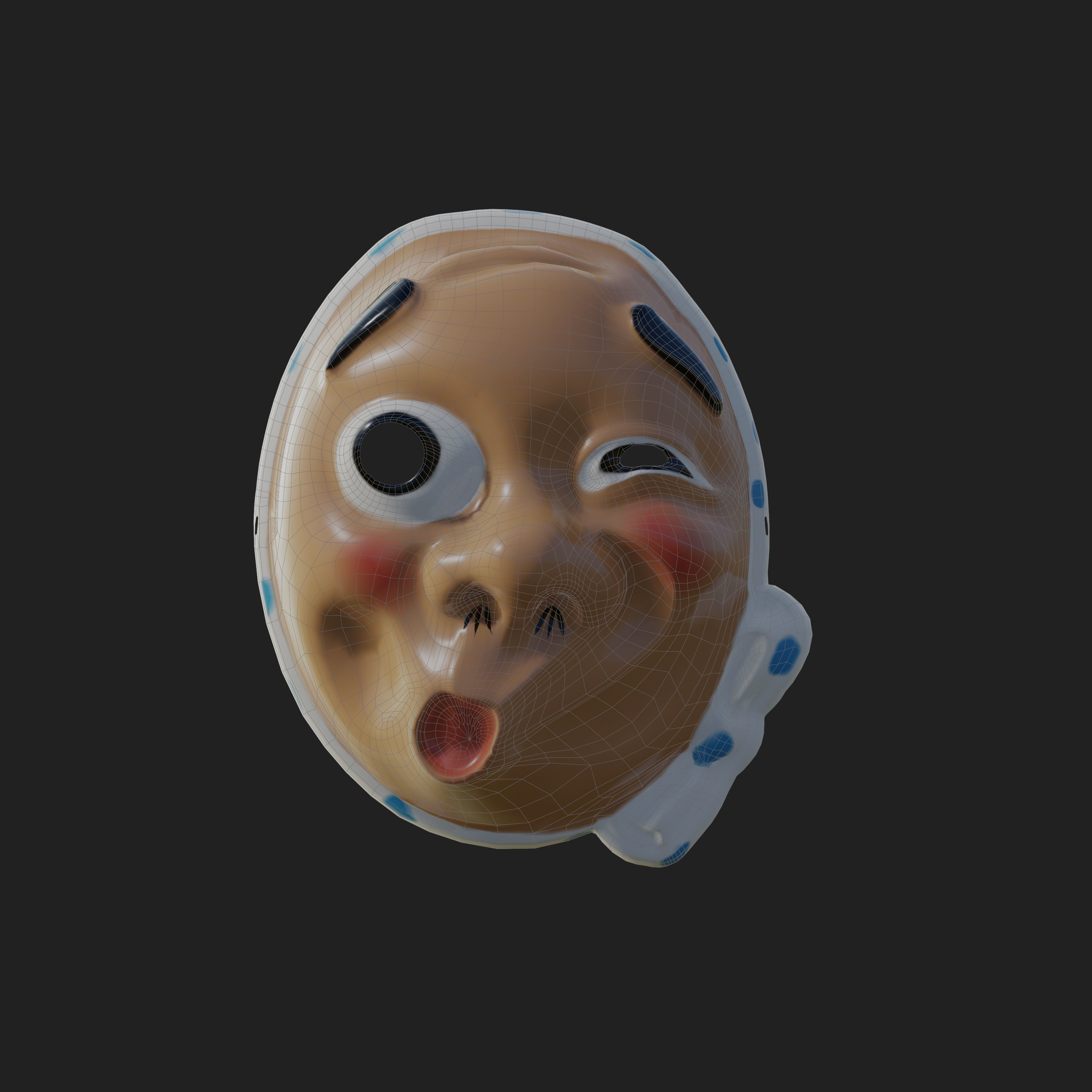 3D model Hyottoko Mask Noh Theatre Mask Japanese Highpoly Midpoly ...