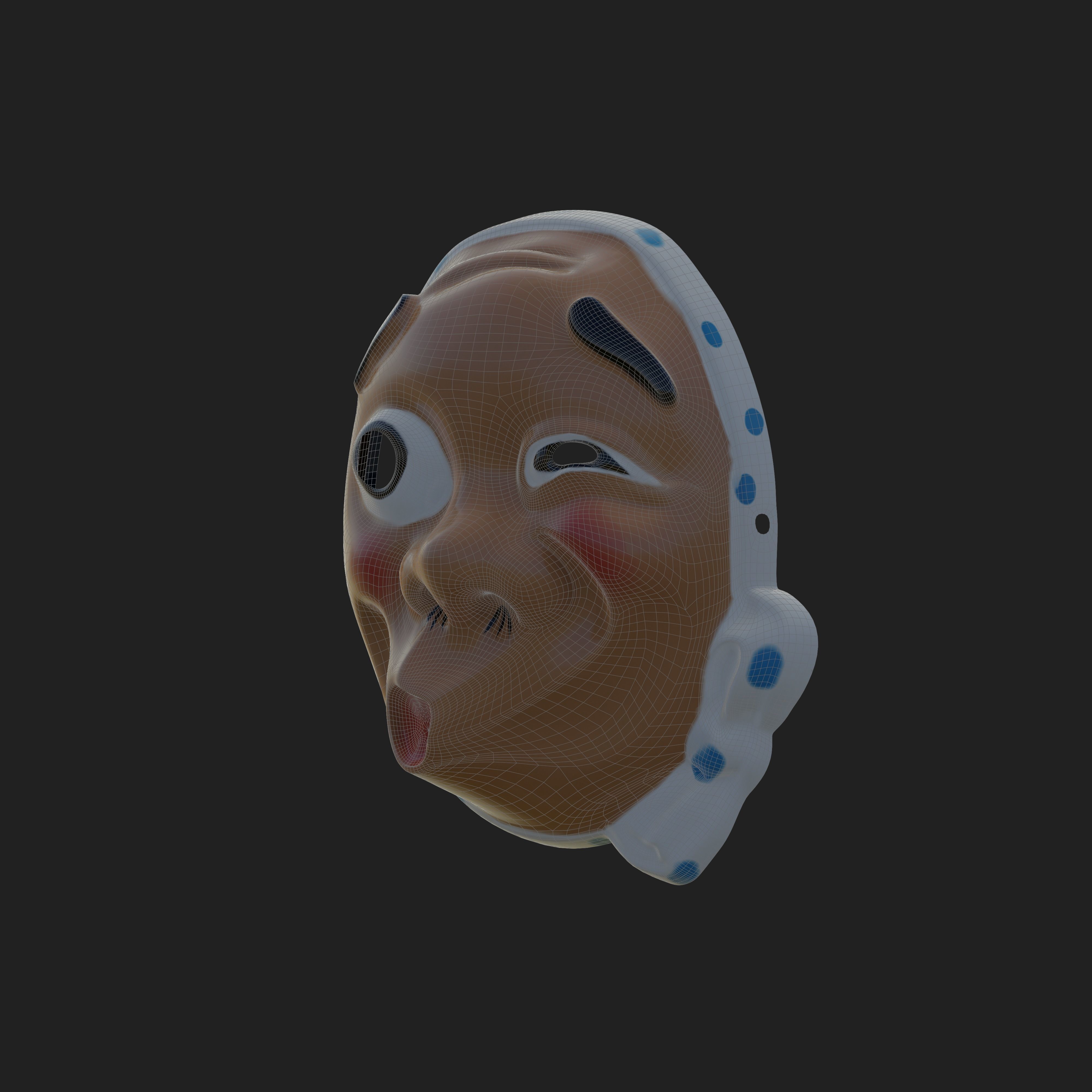 3D model Hyottoko Mask Noh Theatre Mask Japanese Highpoly Midpoly ...