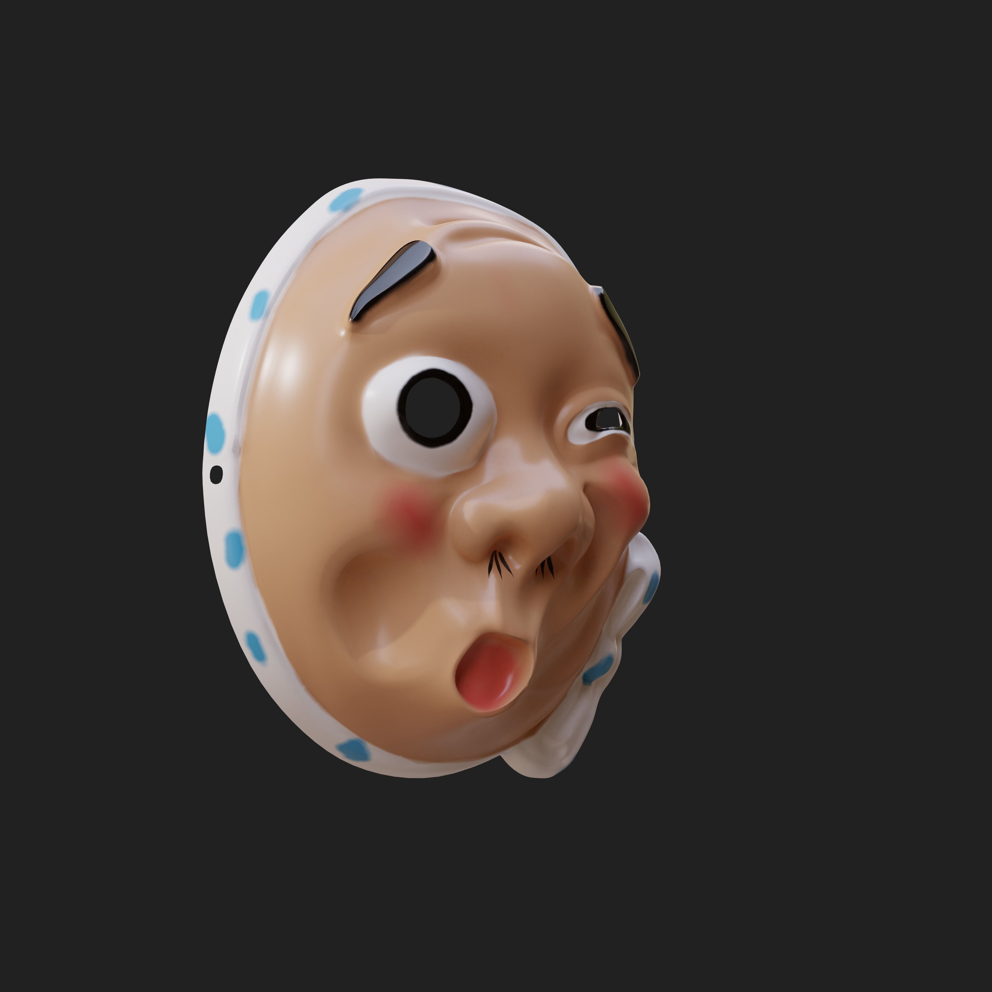 3D model Hyottoko Mask Noh Theatre Mask Japanese Highpoly Midpoly ...