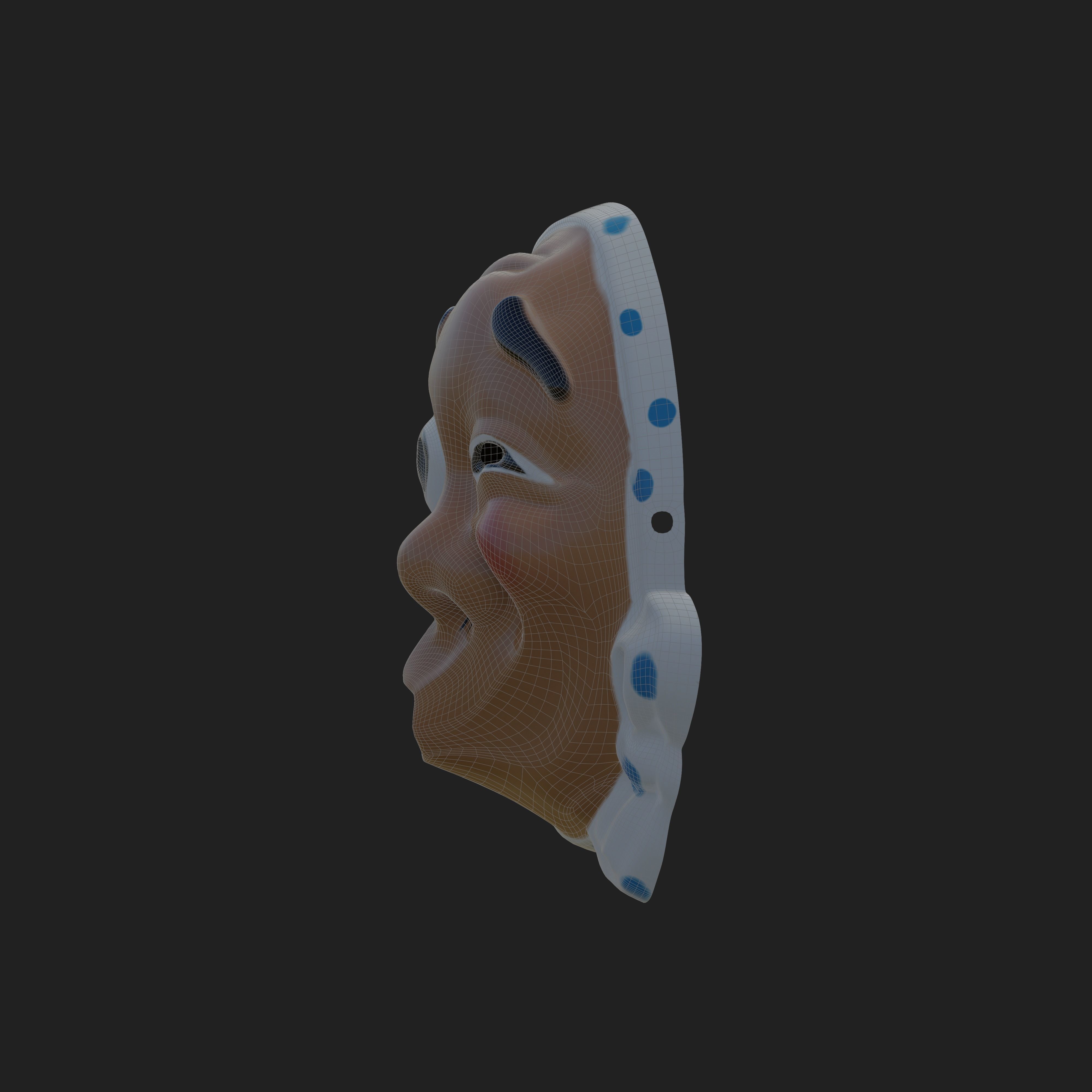 3D model Hyottoko Mask Noh Theatre Mask Japanese Highpoly Midpoly ...