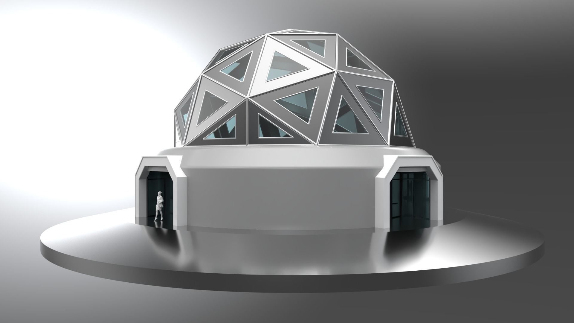 Geodesic Dome Structure Wireframe with Glass and Base Entry V2 3D model ...
