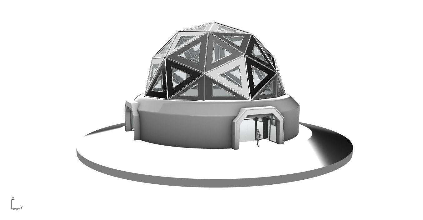 Geodesic Dome Structure Wireframe with Glass and Base Entry V2 3D model ...